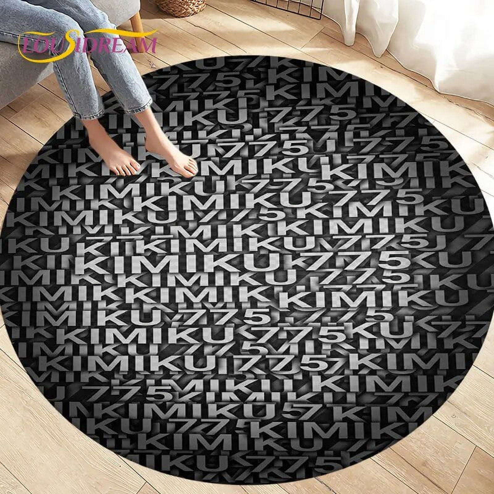 3D Letter Number Retro Round Area Rug Circle Carpet Rug for Living Room ...