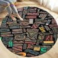 3D Letter Number Retro Round Area Rug Circle Carpet Rug for Living Room Bedroom Sofa r Kids Play ...