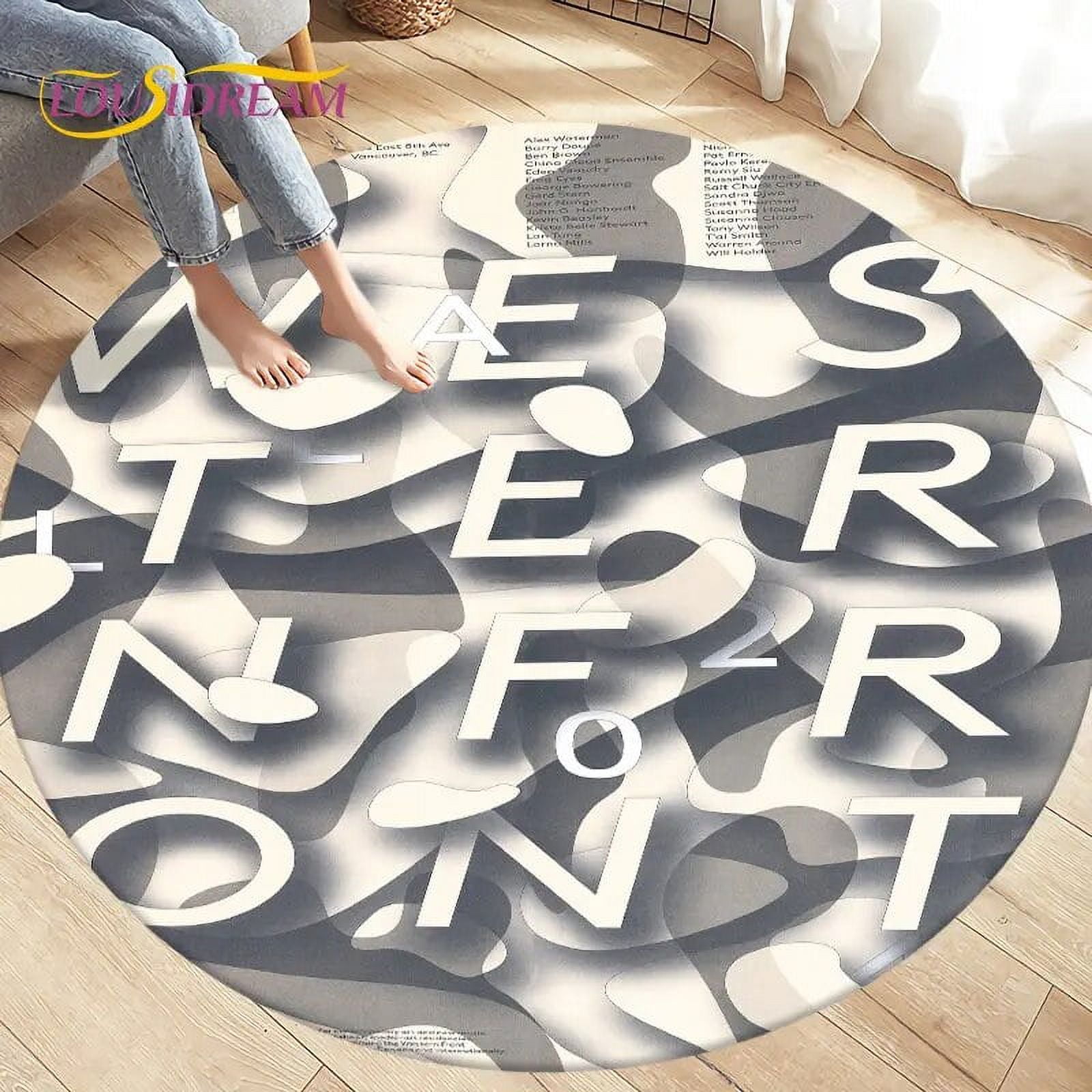 3D Letter Number Retro Round Area Rug Circle Carpet Rug for Living Room ...
