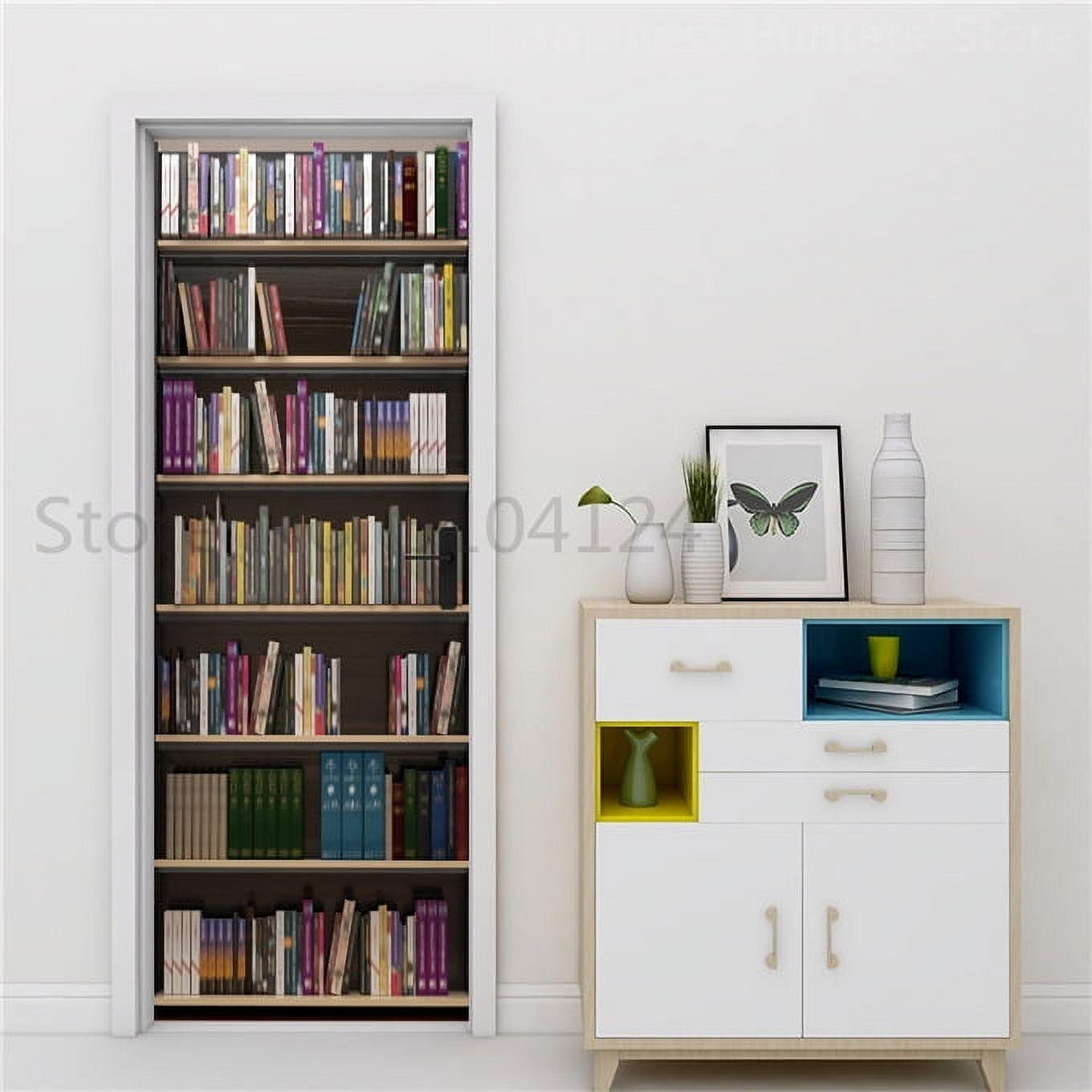 3D Library Door Sticker Self-Adhesive Vinyl Wall Sticker Room Study ...