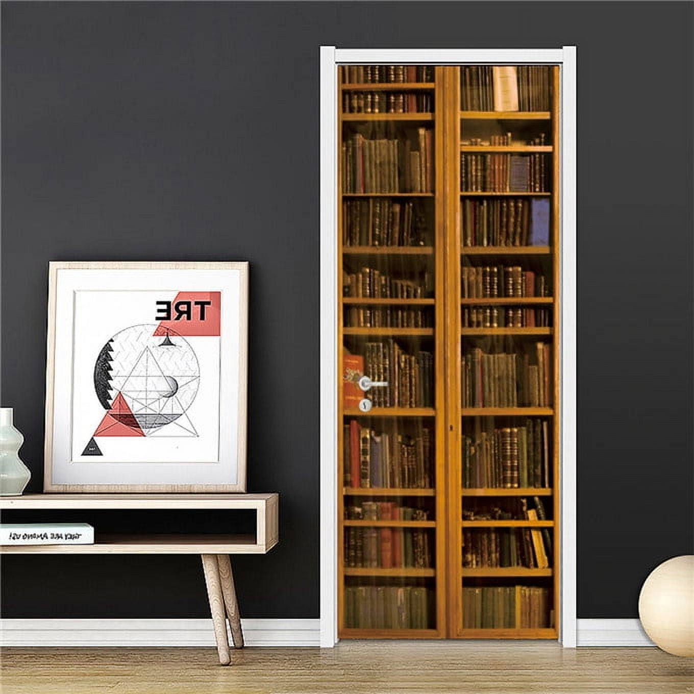 3D Library Door Sticker Vinyl Wallpaper Self-adhesive DIY For Bookcase ...