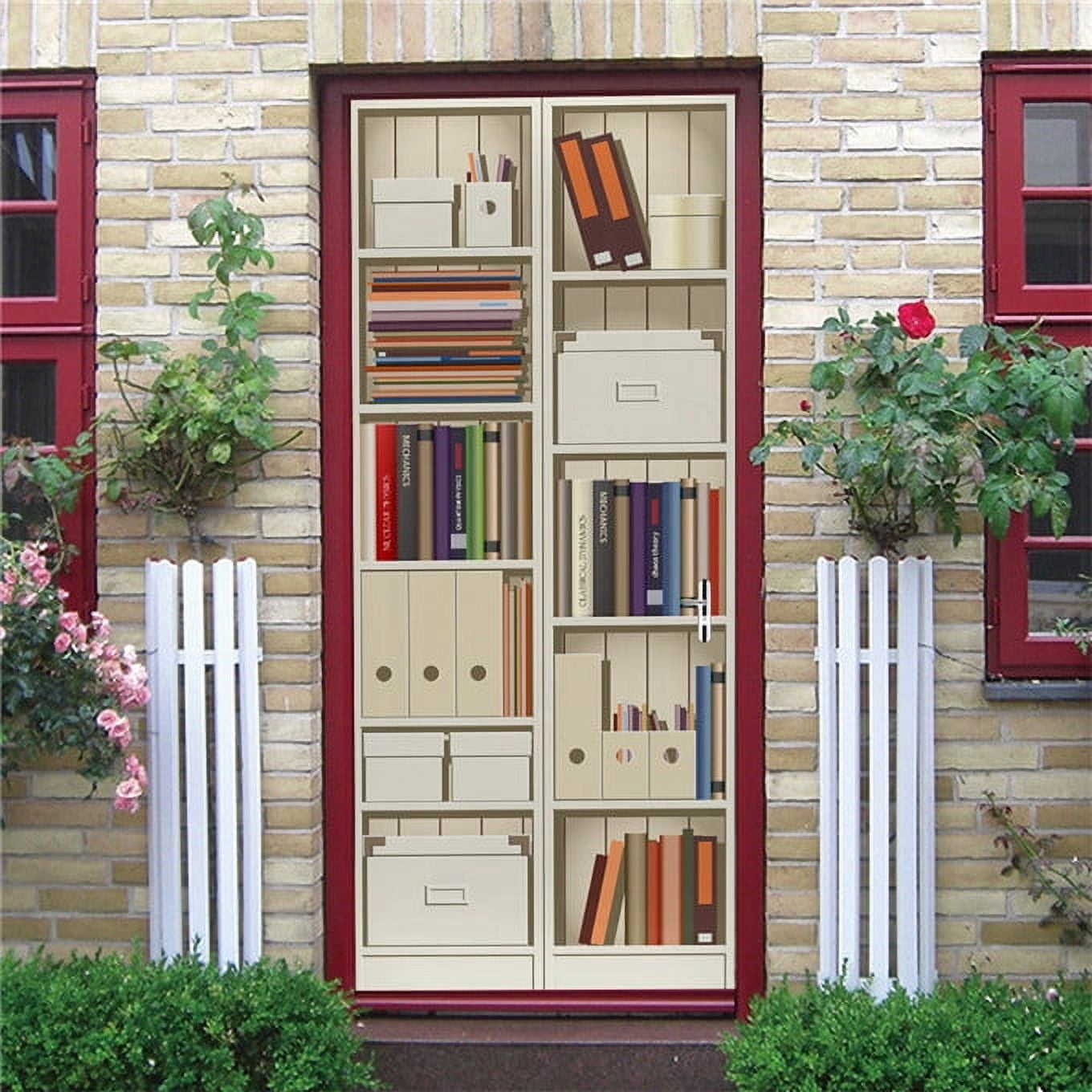 3D Library Door Sticker Vinyl Wallpaper Self-adhesive DIY For Bookcase ...