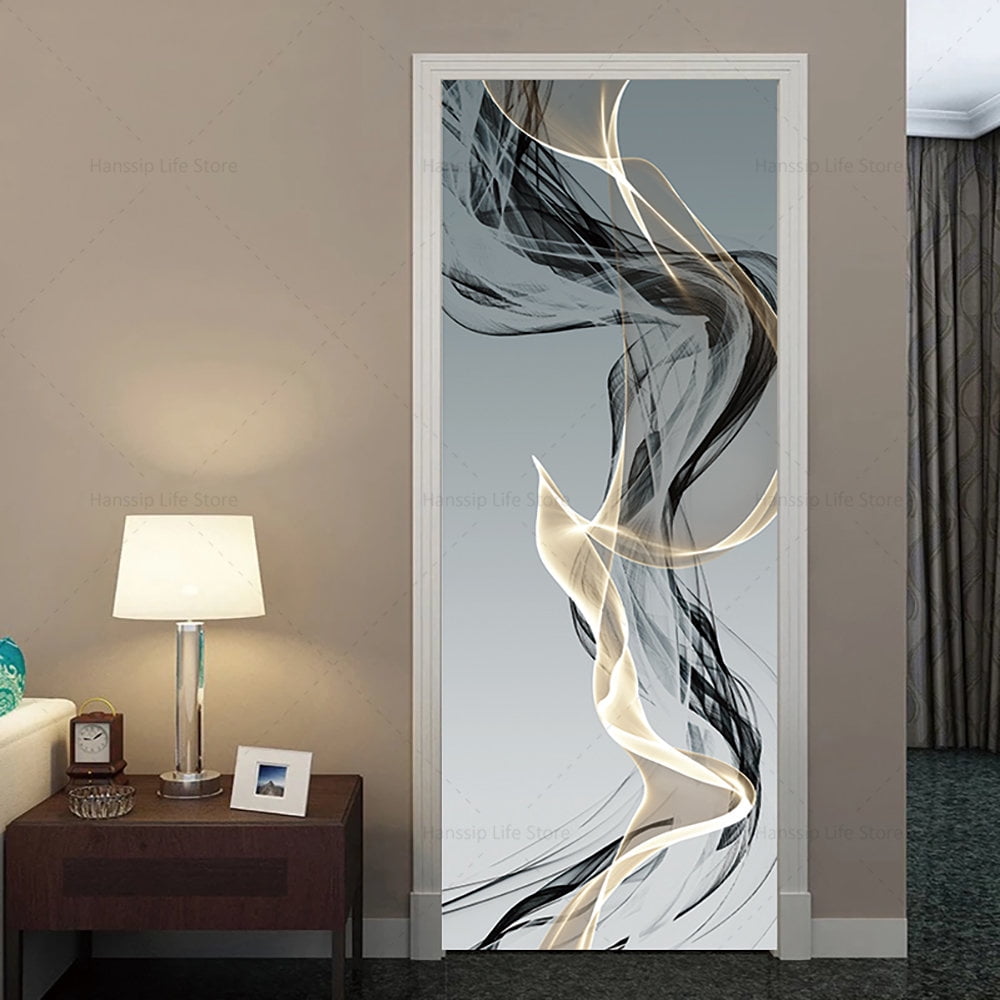 3D Light Luxury Door Sticker Multi-color Line Sense Poster PVC Waterproof Self-adhesive Home ...