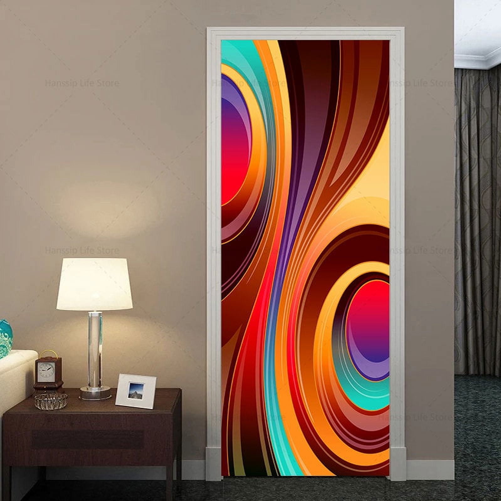3D Light Luxury Door Sticker Multi-color Line Sense Poster PVC ...