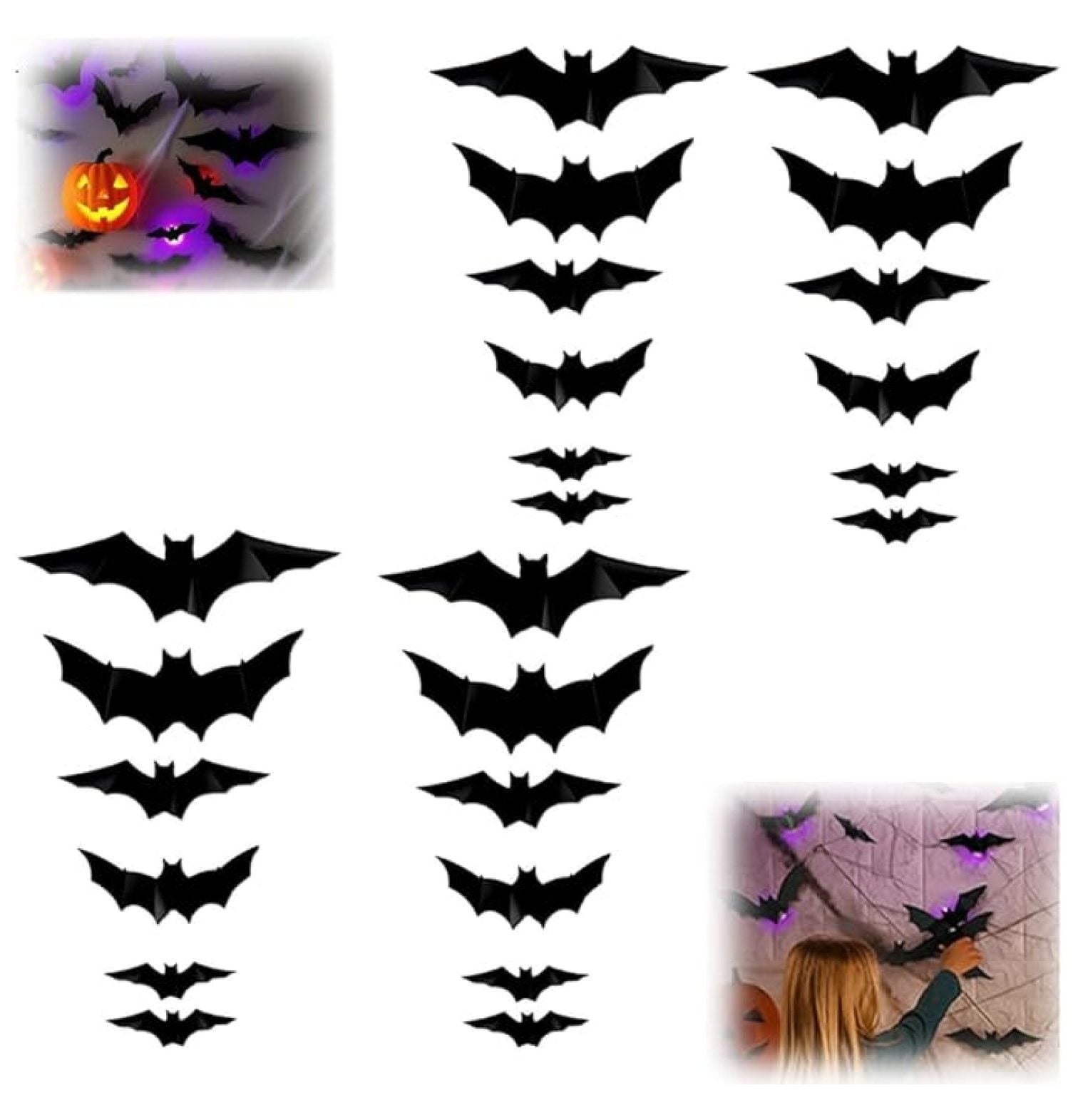 3D Lighted Bats, 2025 New LED Lighted 3D Bats Decorations, Light up ...