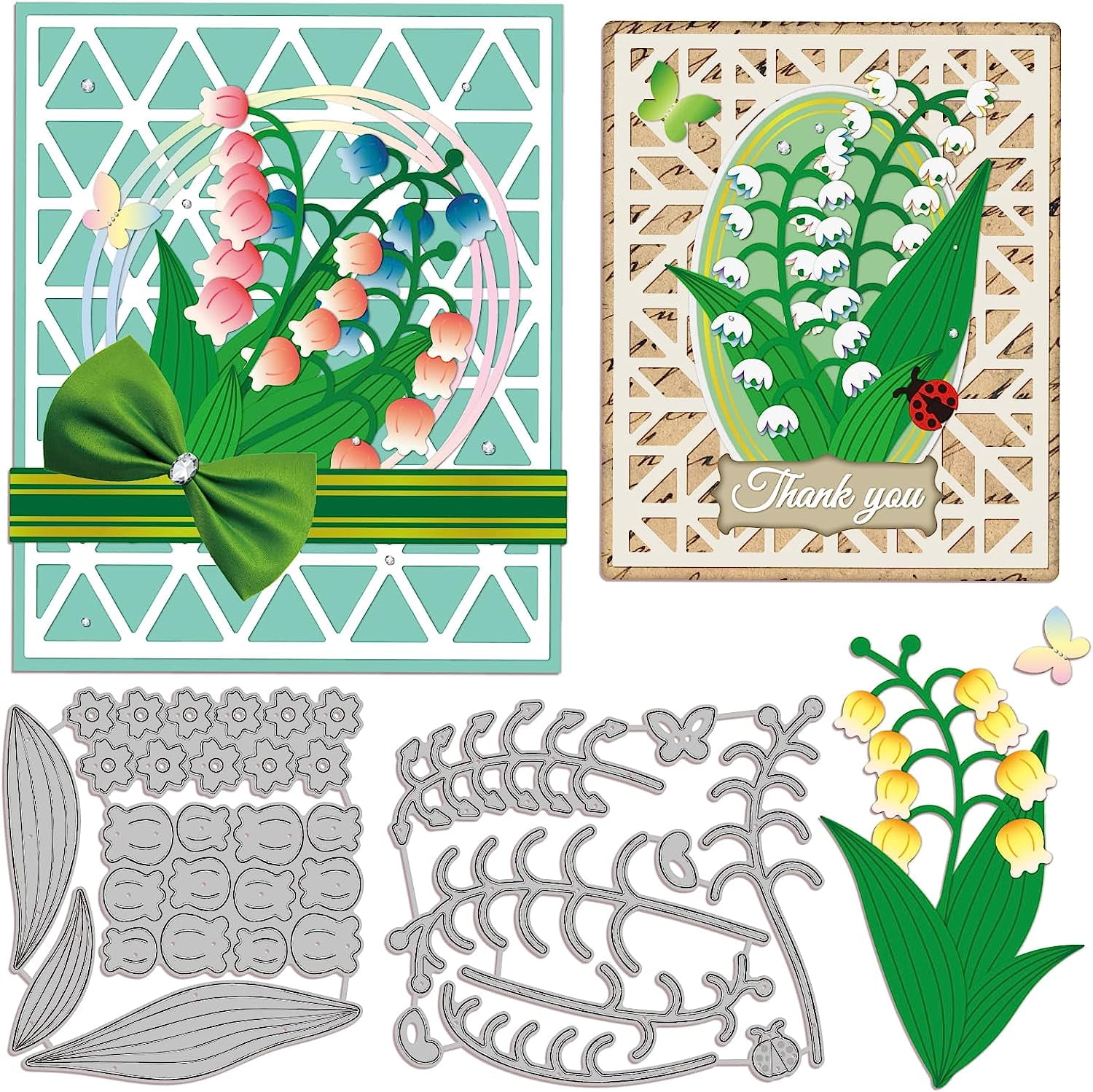 3D Lily of The Valley Cutting Dies Butterfly Ladybug Carbon Steel ...