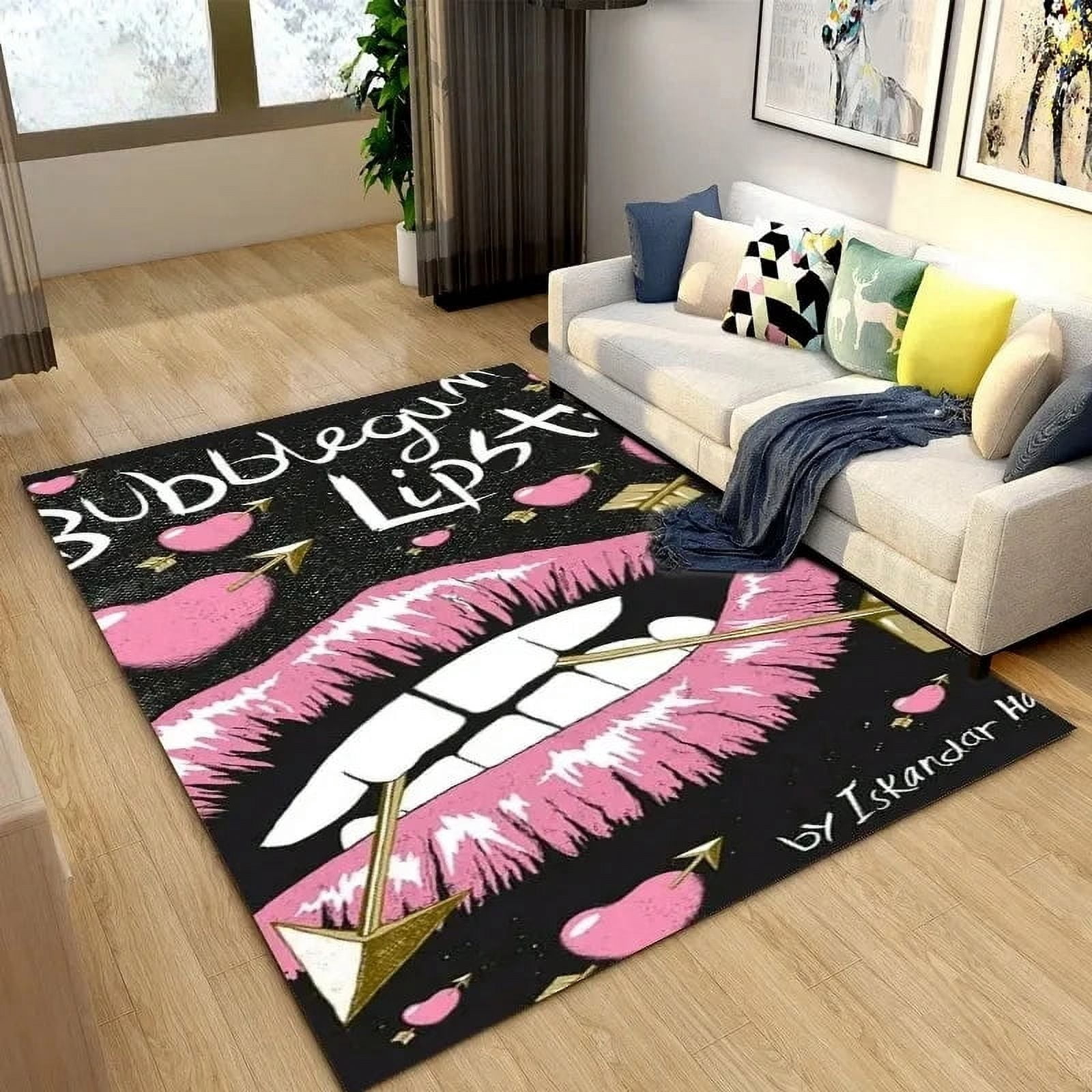 3D Lips Mouth Series Area Rug Large Carpets for Living Room Bedroom ...