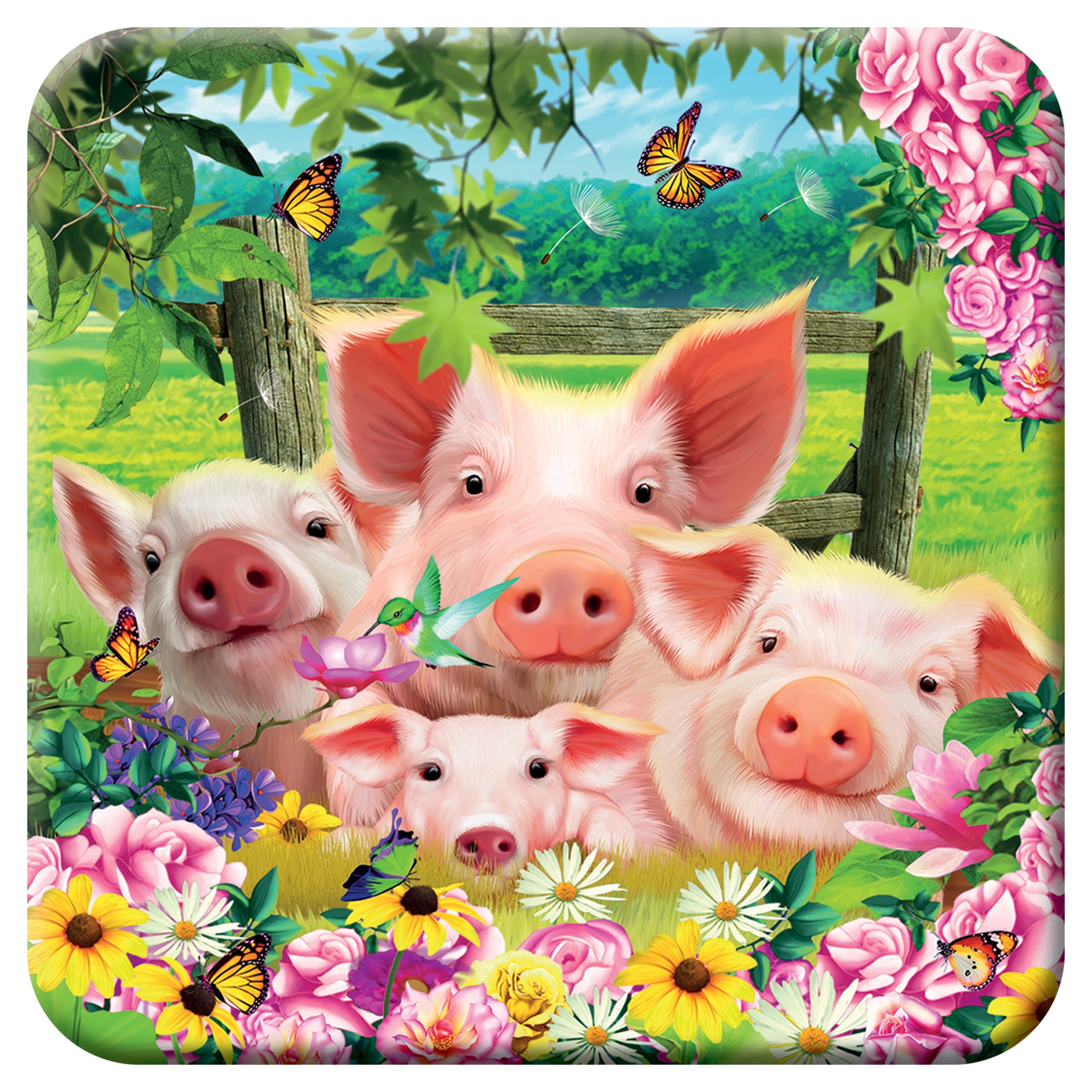 3D LiveLife Pig Pen Cork Coaster by Deluxebase – Non-Slip, Lenticular ...