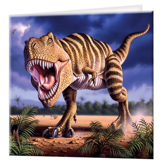 3D LiveLife Greeting Card - Brown Rex Dinosaur Lenticular 3D Card by ...
