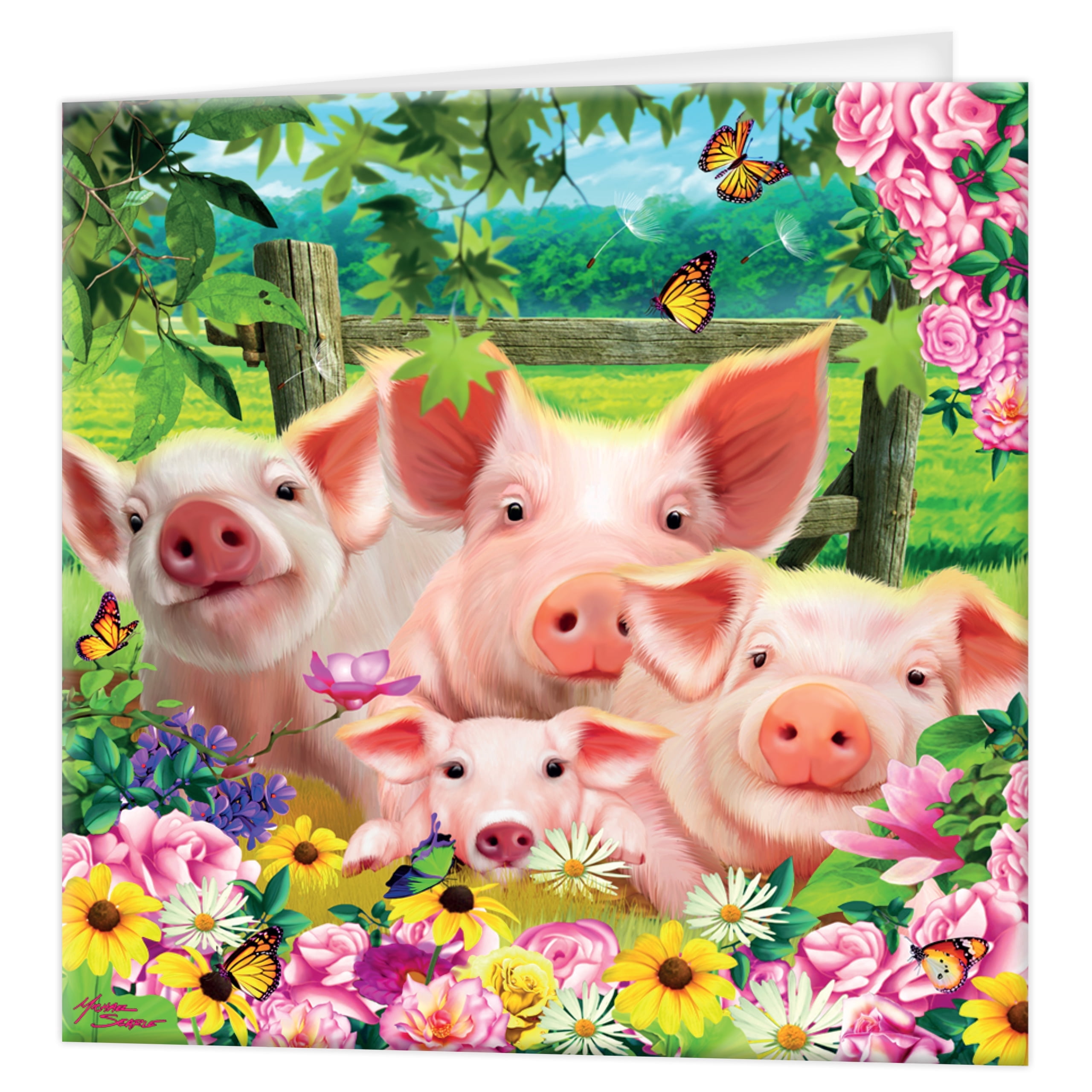 3D LiveLife Greeting Card - Pig Pen Farm Animal Lenticular Card by ...