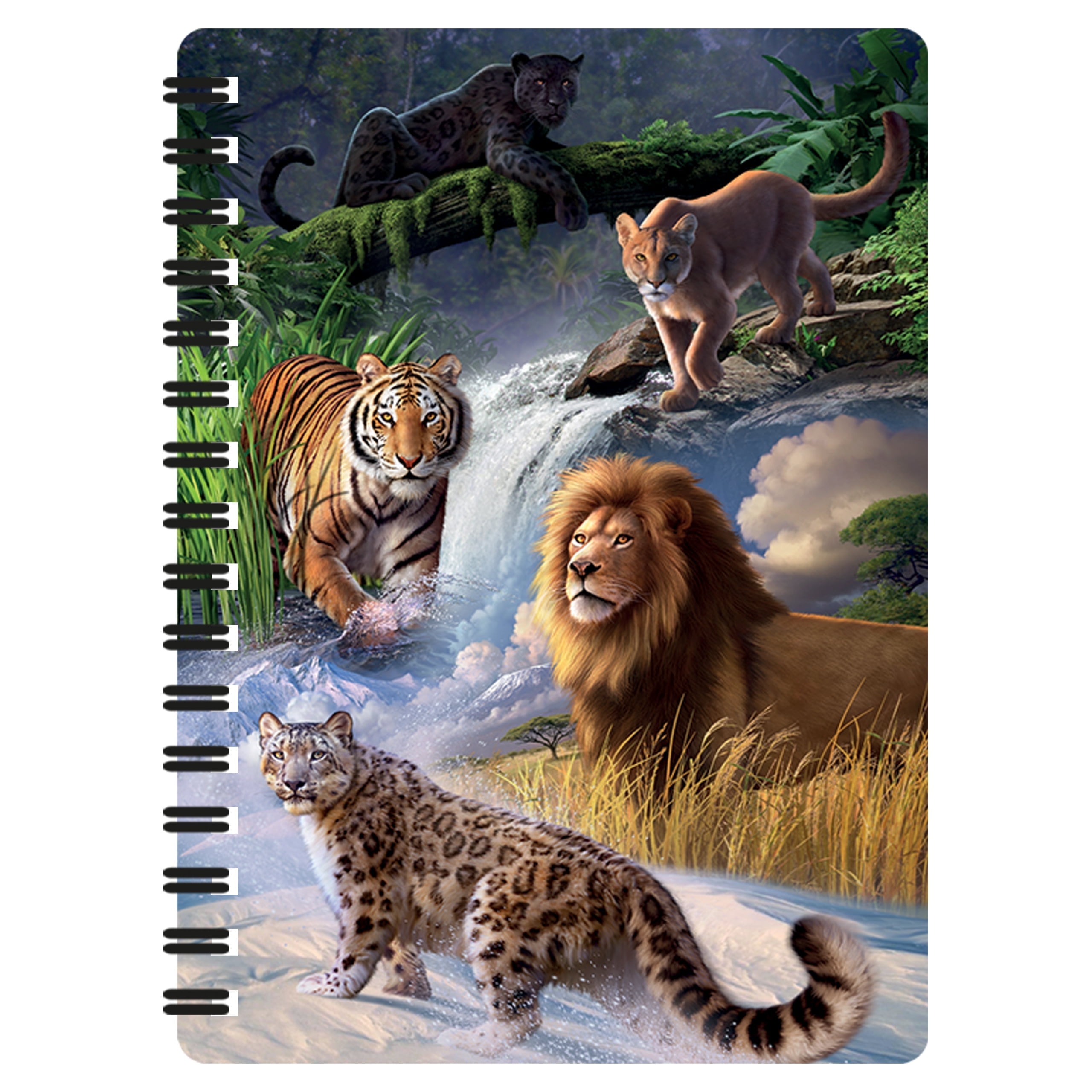 Deluxebase 3D LiveLife Jotter – Big Cats Expedition 6x4 Spiral Notebook by Jerry LoFaro ...
