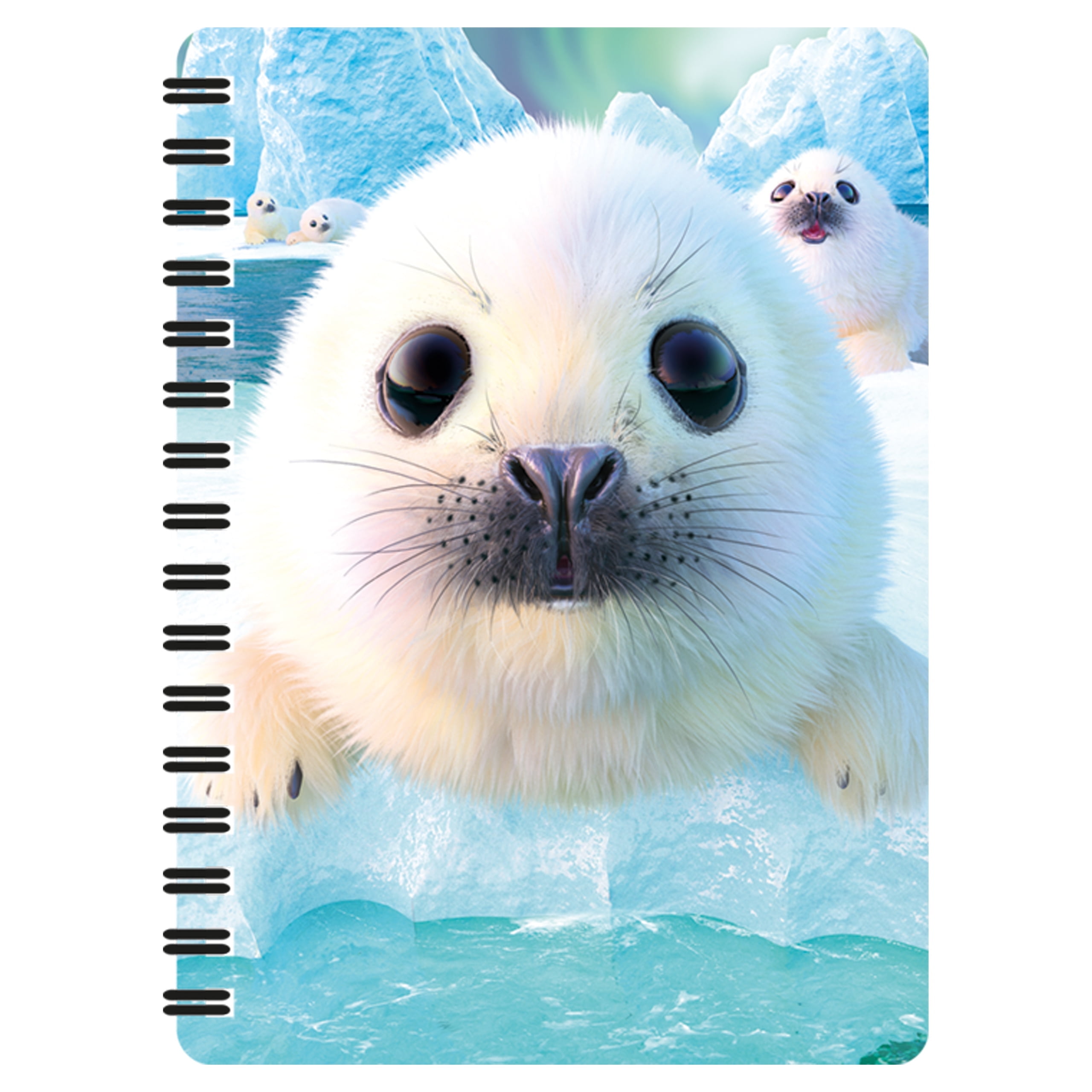 3D LiveLife Jotter – Seal Pups Notebook by Deluxebase | 6x4” Lenticular Ocean Spiral Pad ...