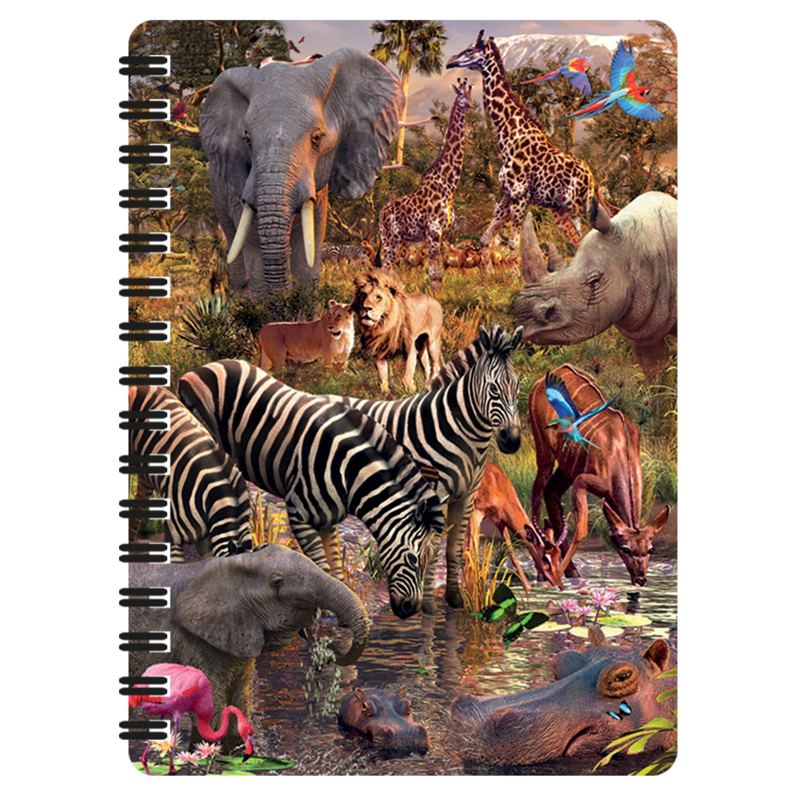 3D LiveLife Jotter - Waterhole from Deluxebase. Lenticular 3D Safari 6x4 Spiral Notebook with ...