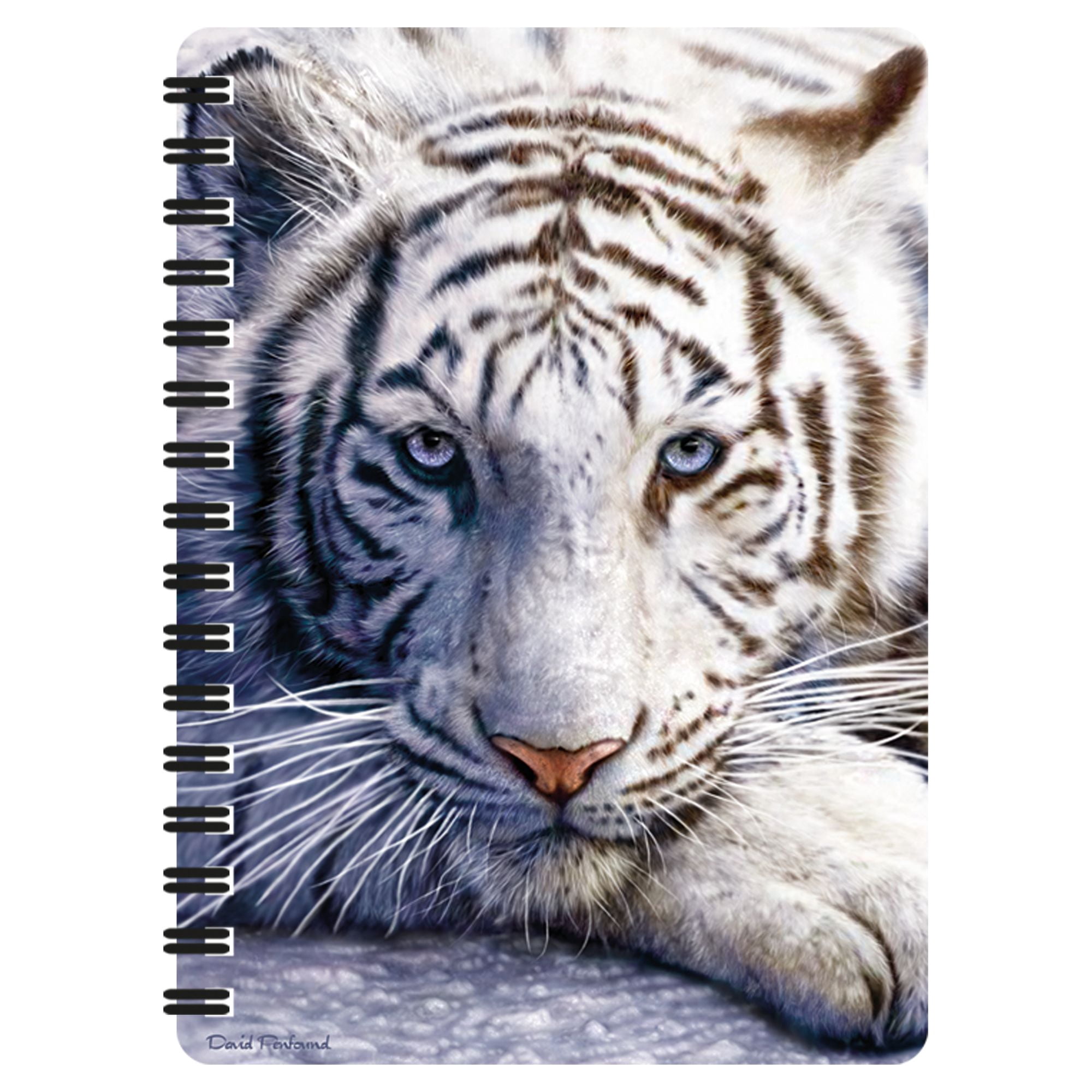 3D LiveLife Jotter - White Tiger Repose from Deluxebase. Spiral Bound ...