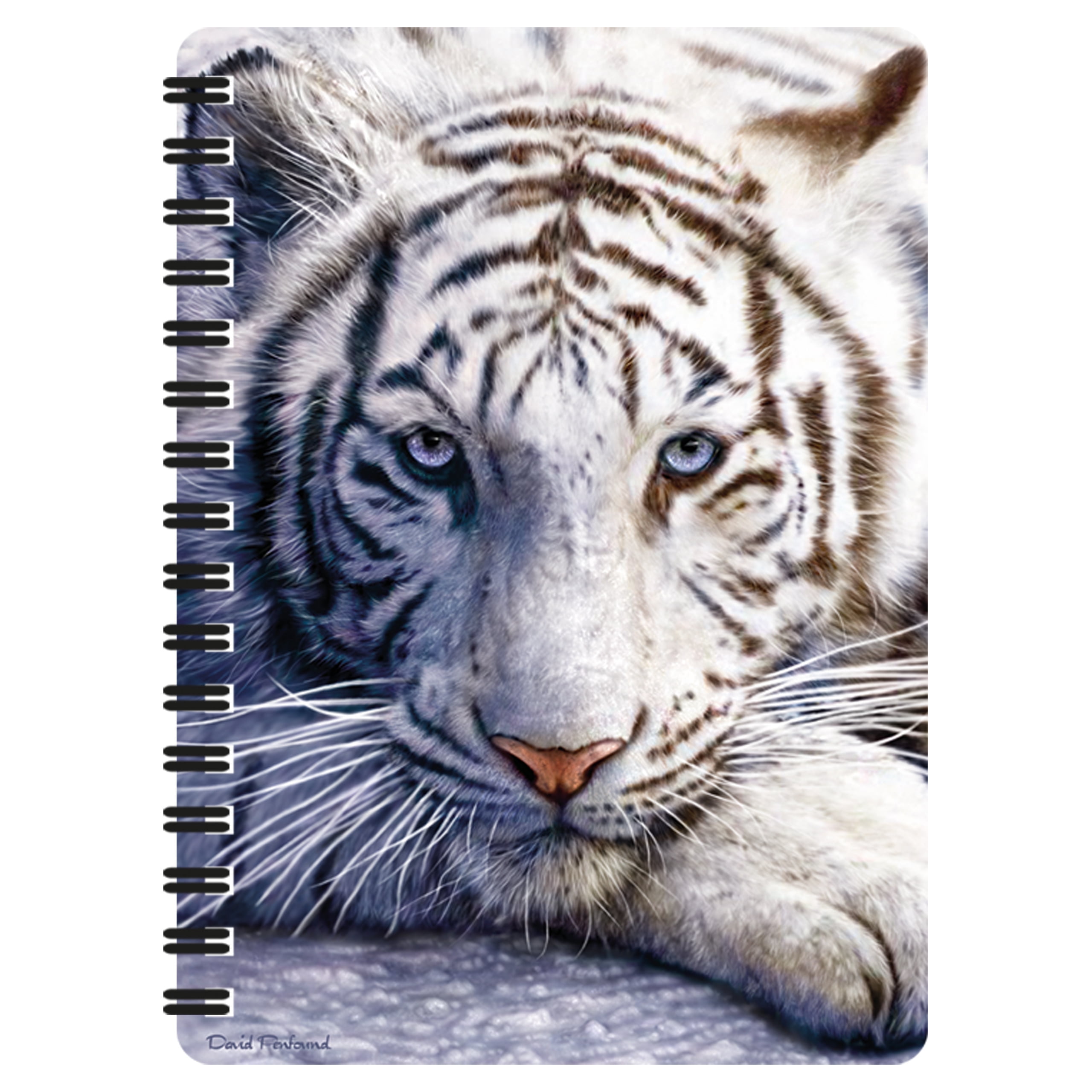 3D LiveLife Jotter White Tiger Repose by Deluxebase. Lenticular 6x4 Spiral Notebook with Art ...