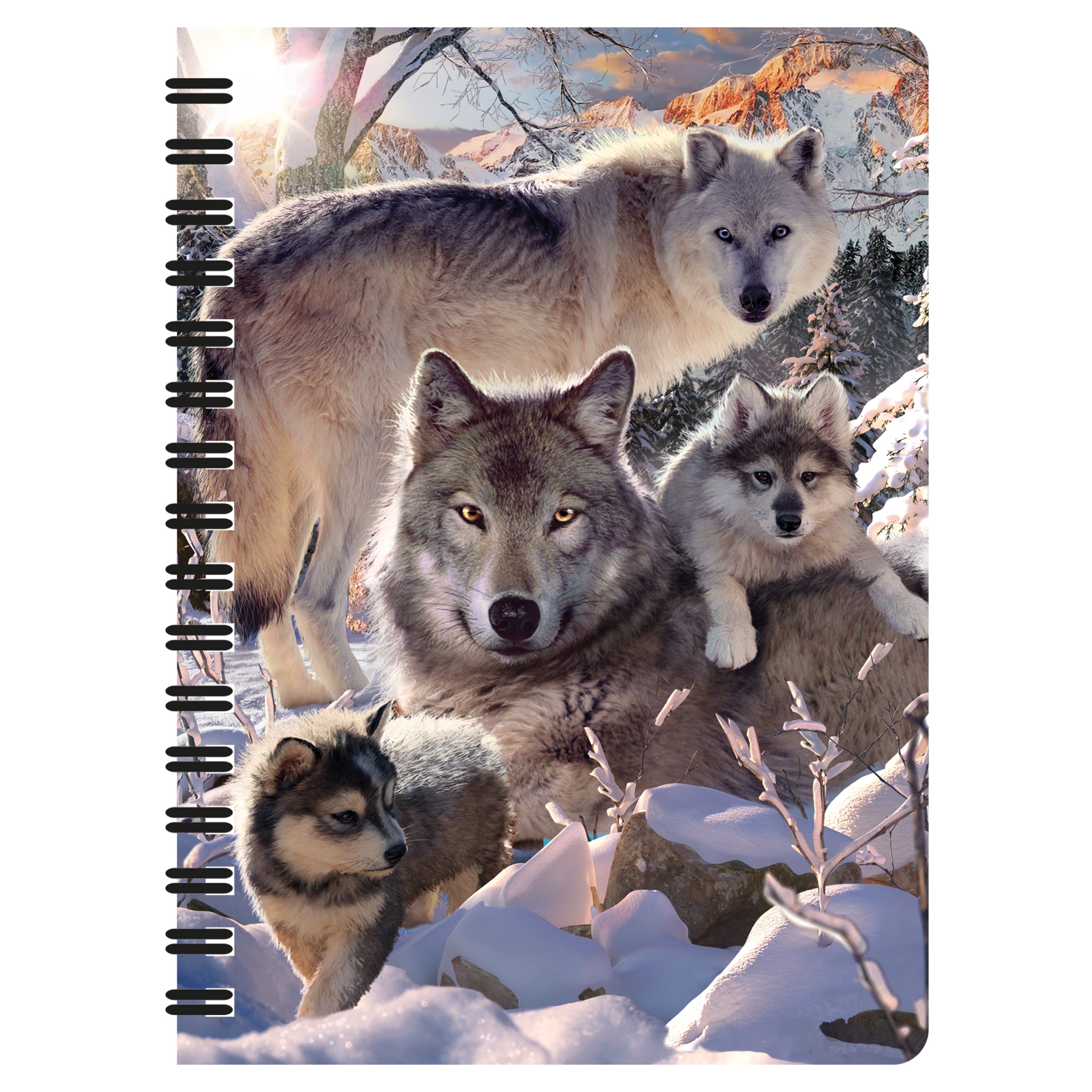 3D LiveLife Jotter – Winter Wolves by Deluxebase | 6x4 Spiral Notebook ...