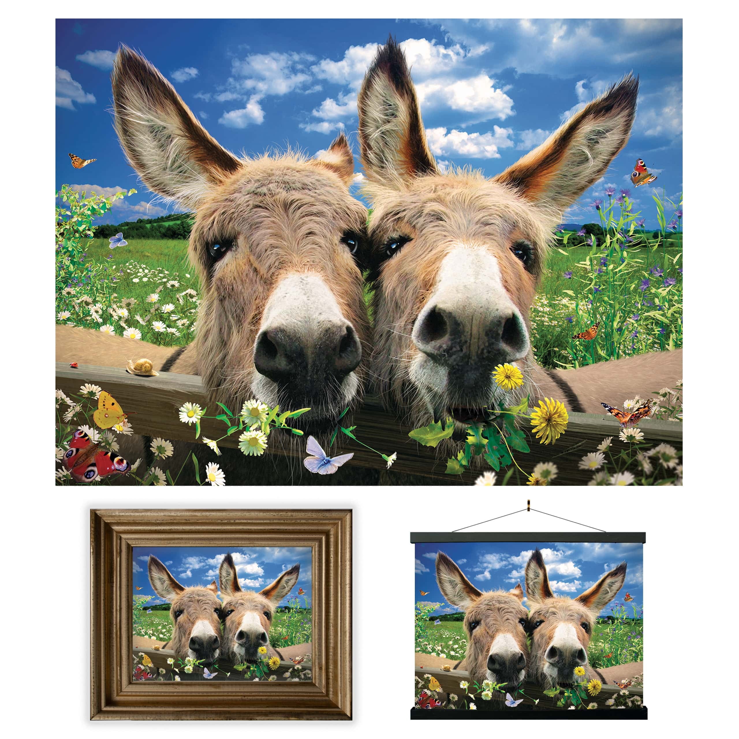 3D LiveLife Donkeys Wall Art by Deluxebase – Unframed 3D Farm Animal ...