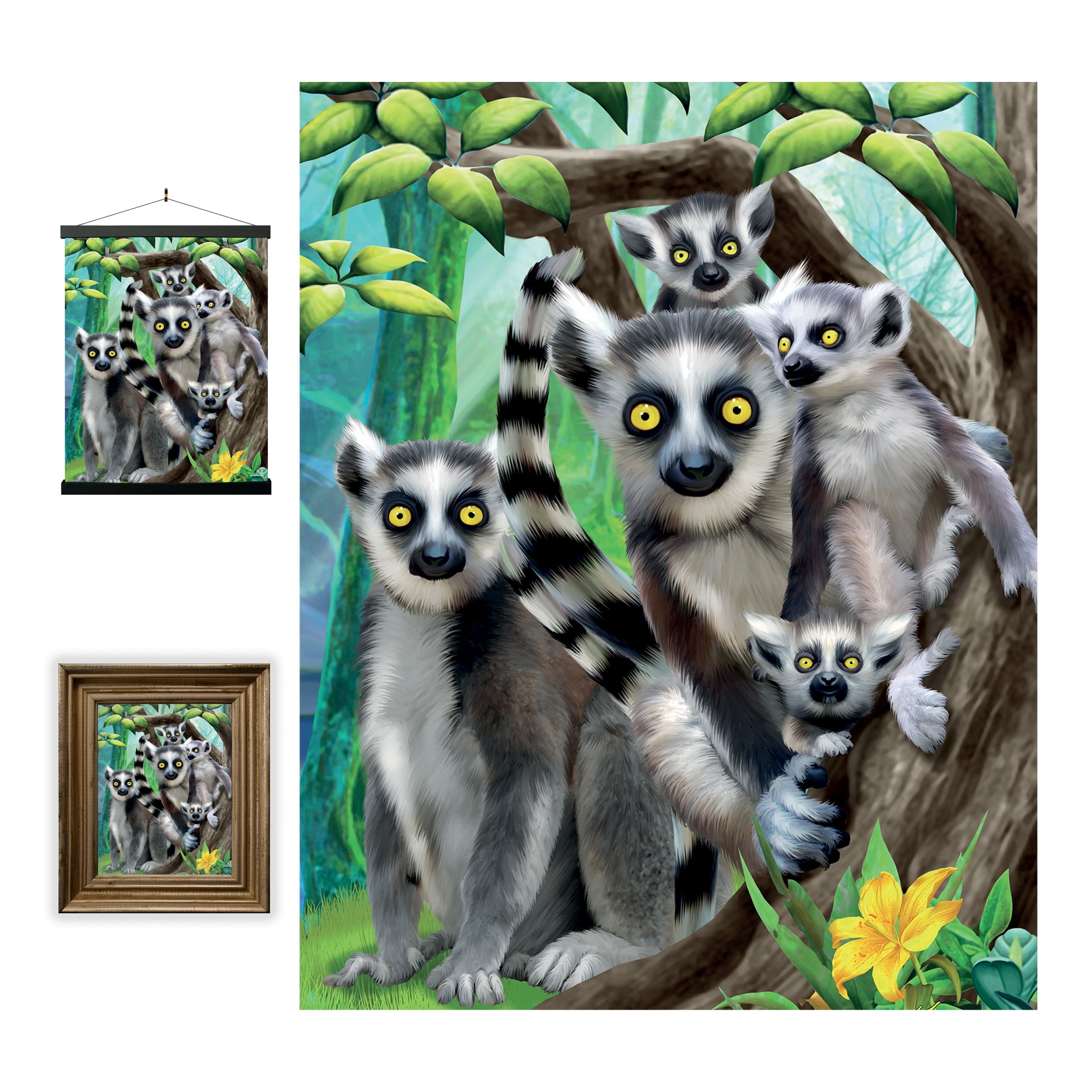 3D LiveLife Lenticular Wall Art - Ring-Tailed Lemurs Wild Animal Poster ...
