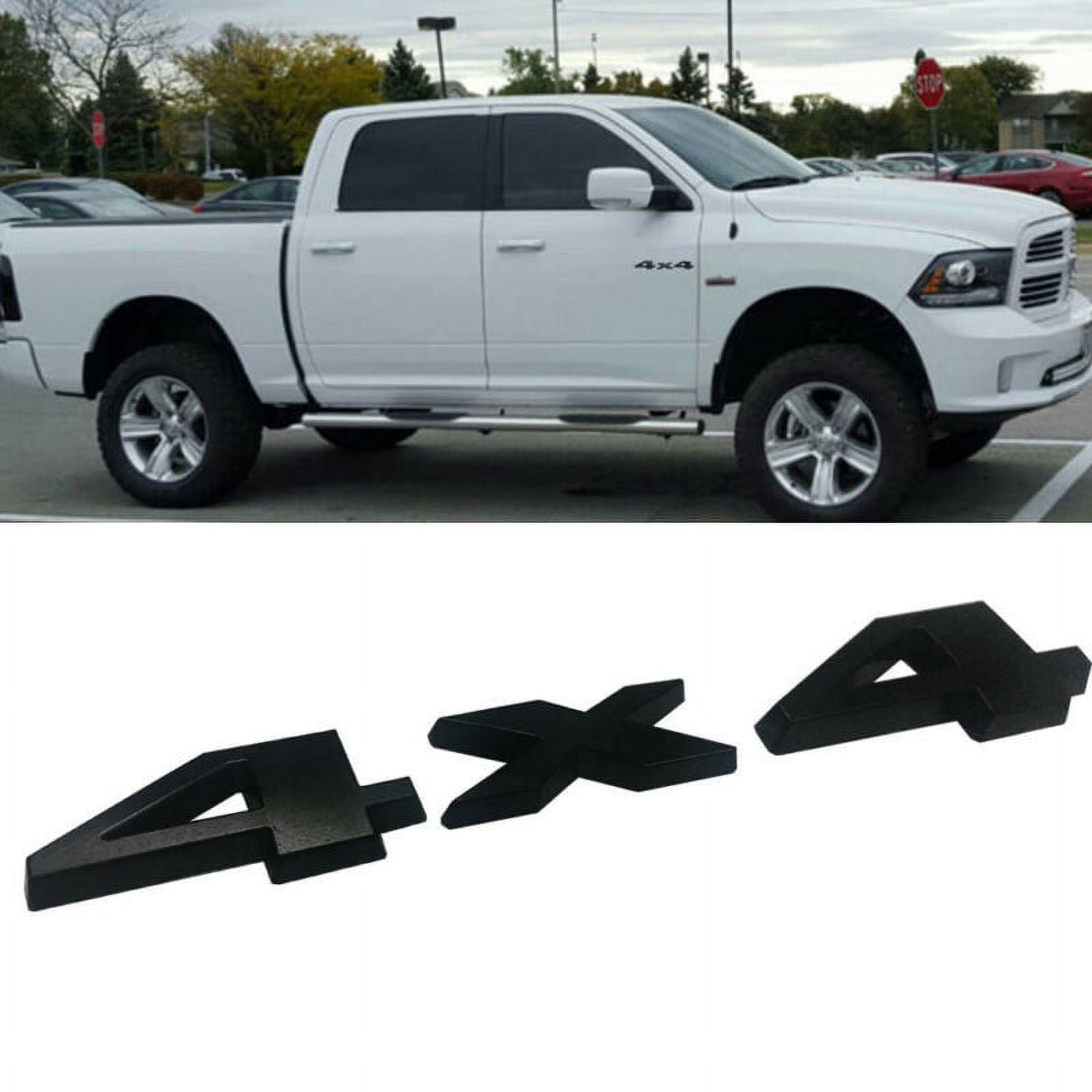 3D Logo 4X4 Metal Black Emblem Badge Nameplate for Jeep Dodge RAM 1500 ...