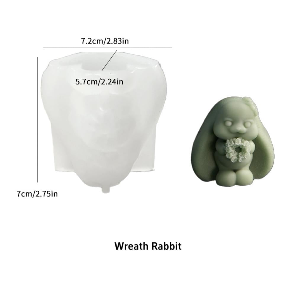 3D Long-Eared Rabbit Figurine Aromatherapy Candle Silicone Mold DIY ...