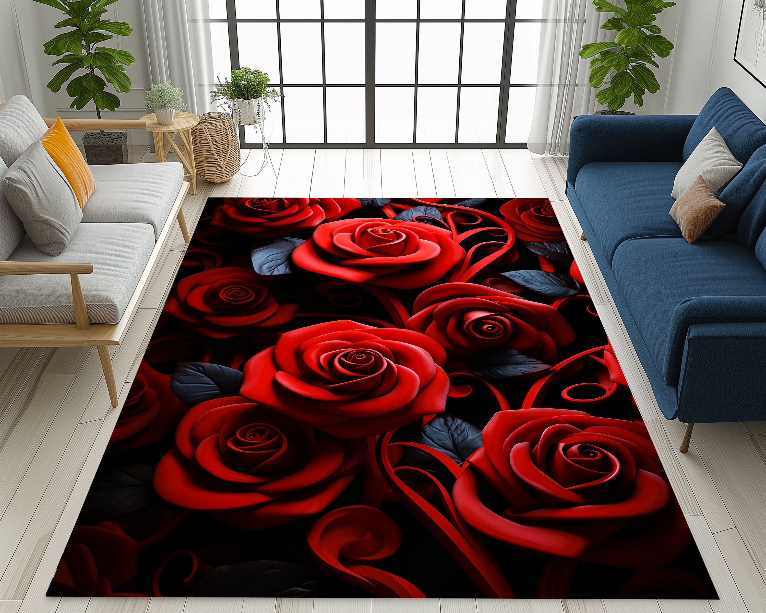 3D Look Red Roses Area Rug 5x7 ft = 155x215 cm - Walmart.com