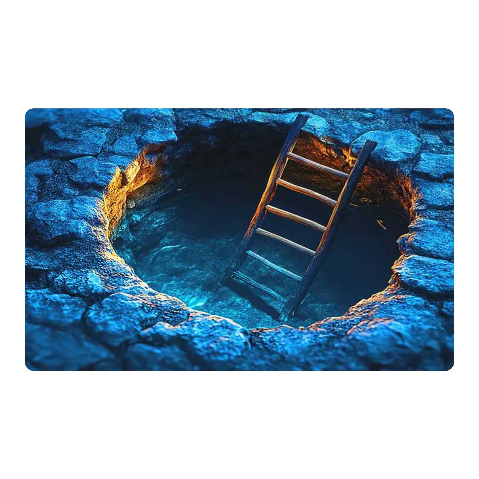 3D Look Rug Non-Slip Floor Mat 23.62x35.43 Inch Blue Water and Stone ...