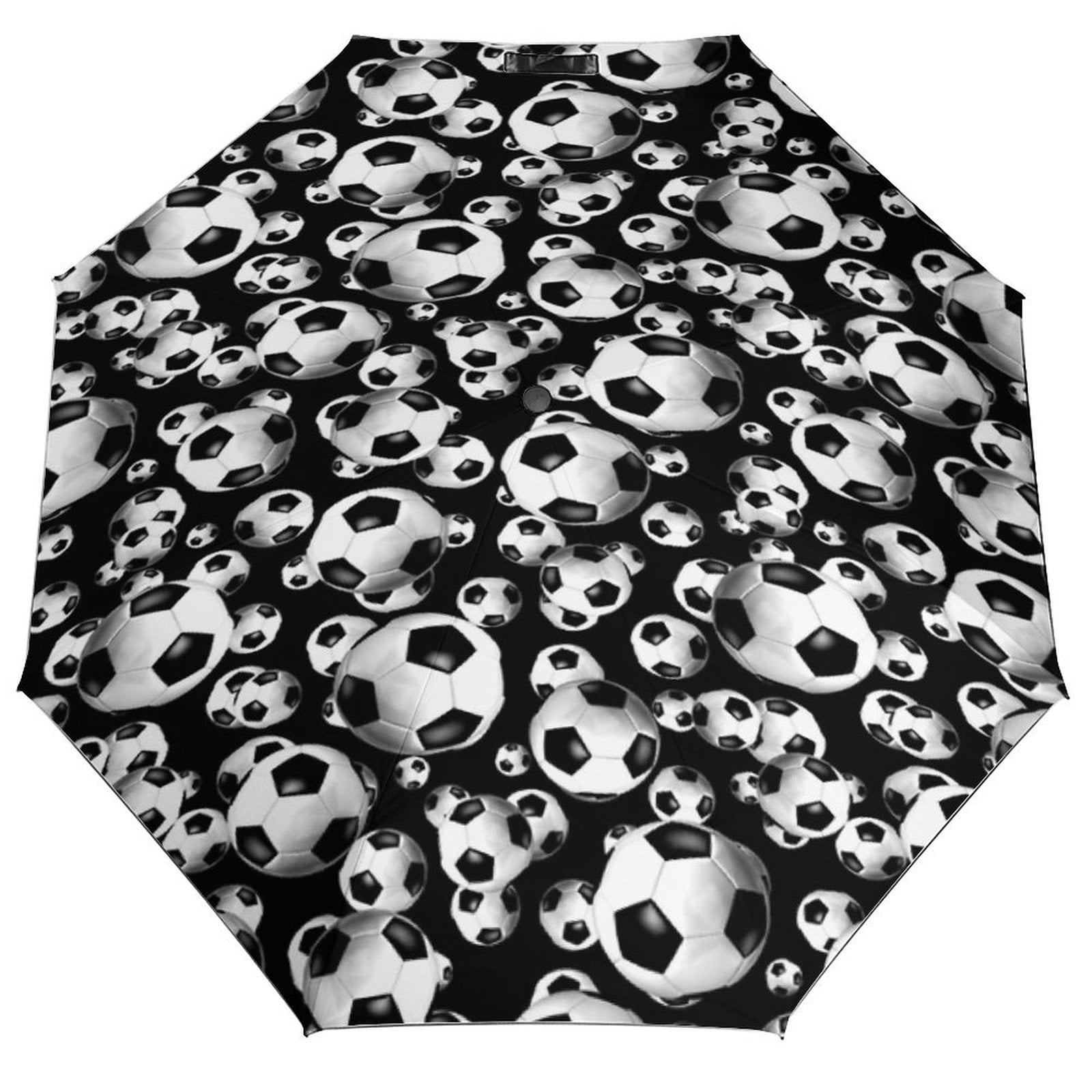 3D Look Soccer Balls Pattern Rain Umbrella Sun Protection Sun Umbrella ...