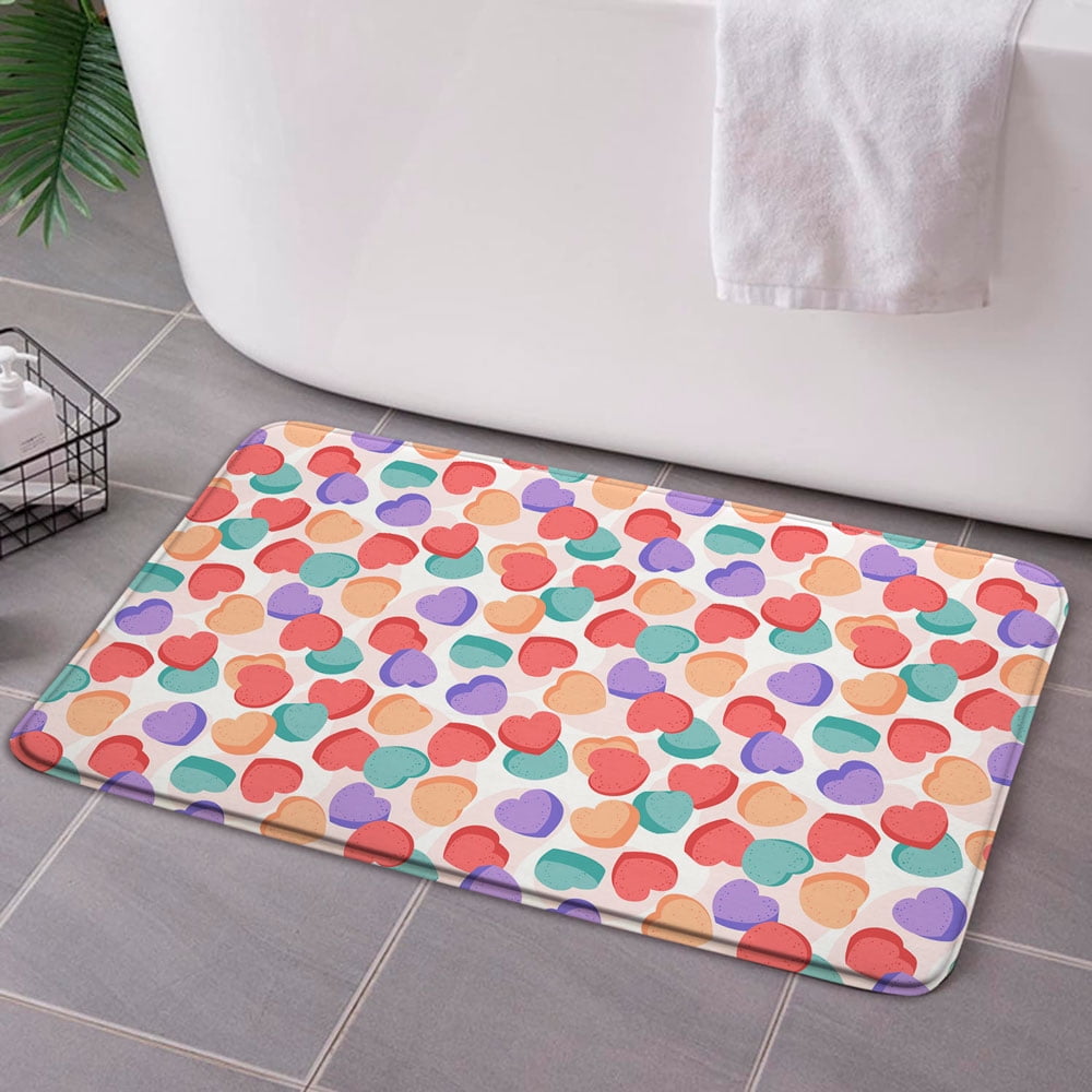 3D Love Heart St Bath Mat Set Valentine's Day Rose Wedding Flannel ...