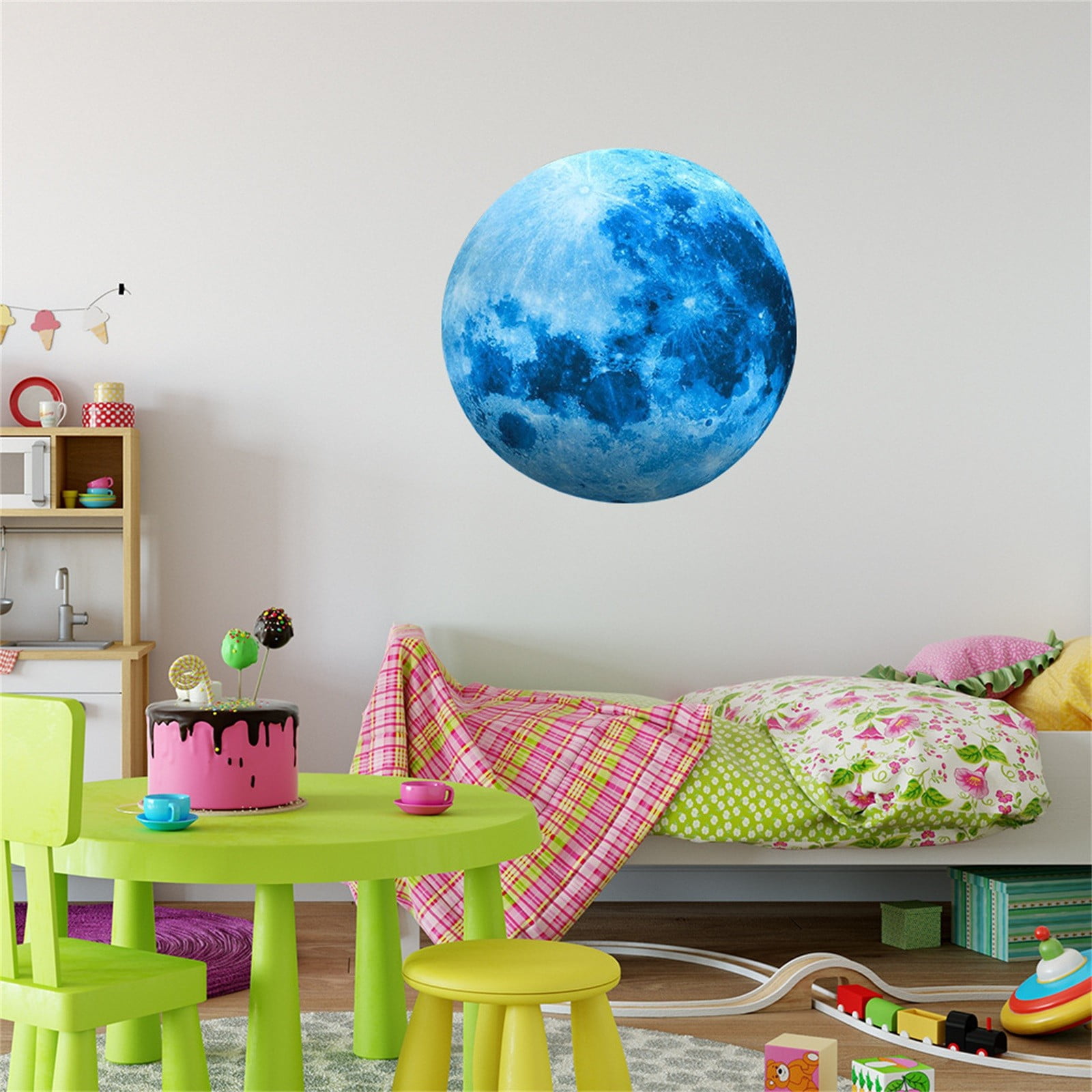 3D Luminous Moon Wall Sticker Removable Glow In The Dark Vinyl Decal ...
