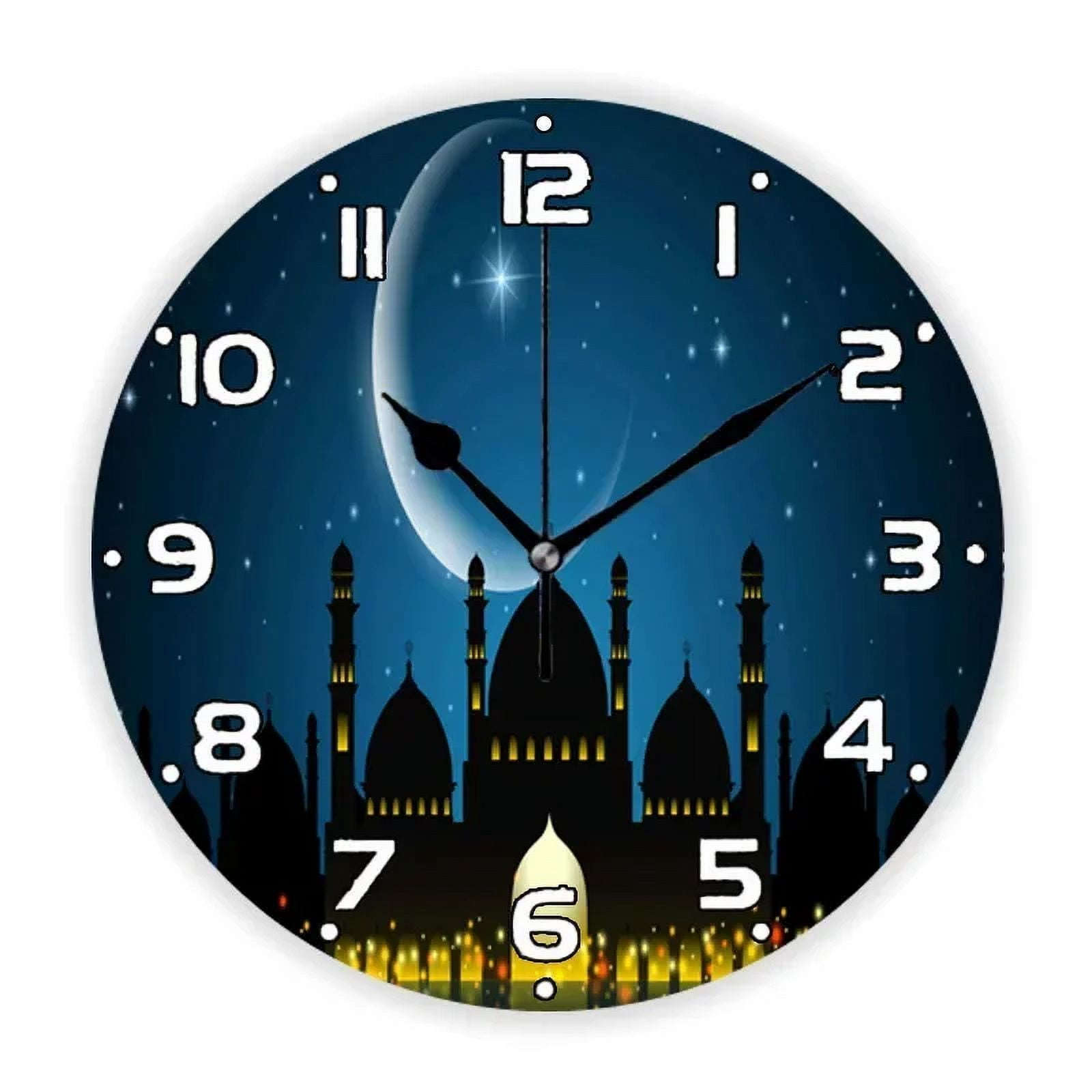 3D Luxurious Black Gold Eid Mubarak Arabic Traditional Large Wall Clock ...