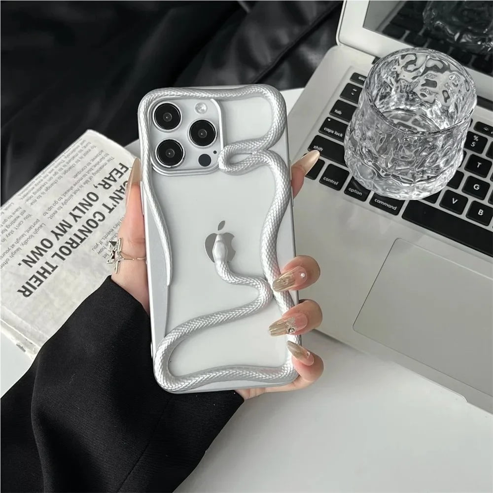 3D Luxury Snake Phone Case For iPhone17 16 Pro Max Matte Plating ...