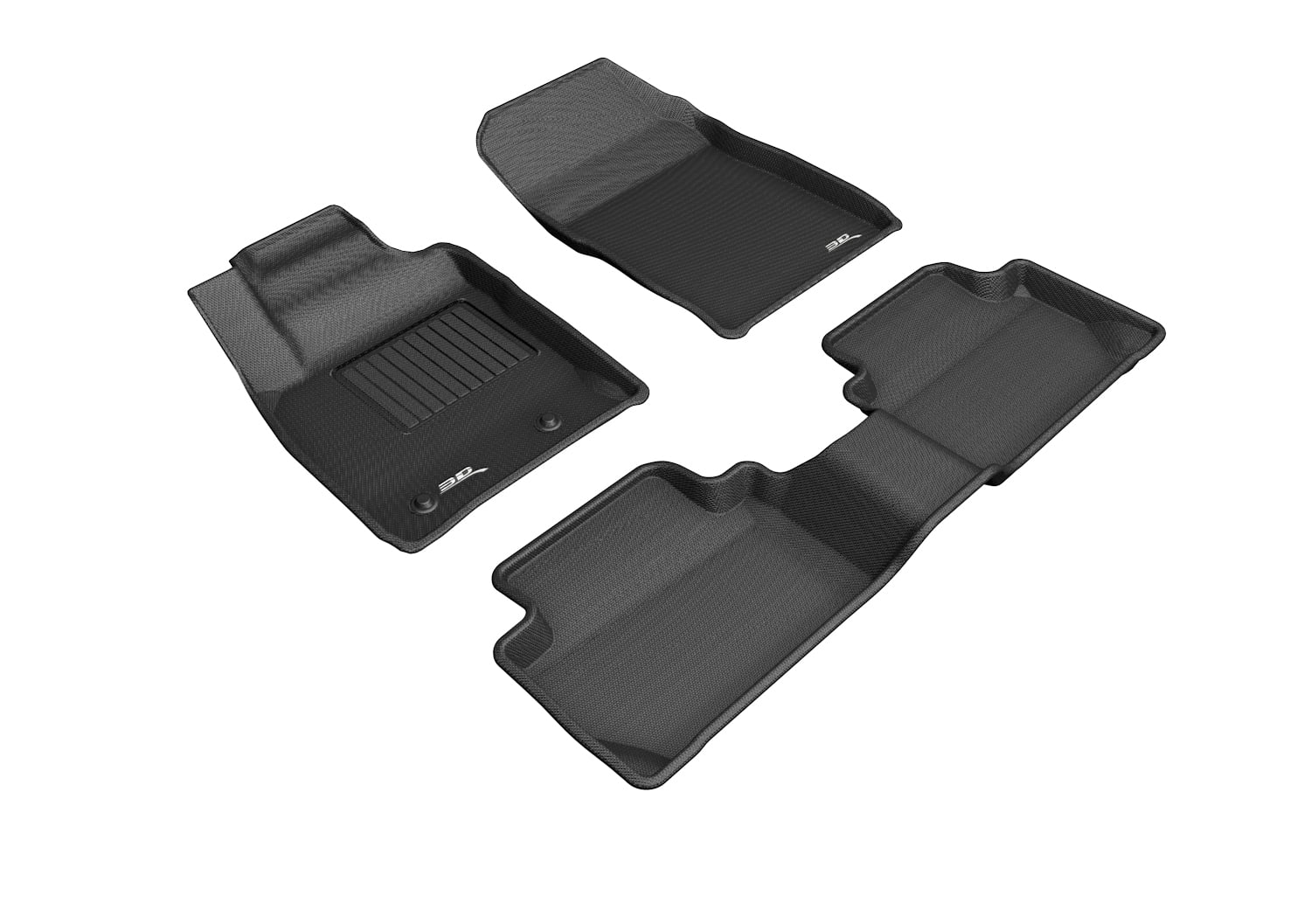 3D MAXpider Custom Fit KAGU Floor Mat (BLACK) for 2018-2021 FORD ECOSPORT - 1ST ROW 2ND ROW ...