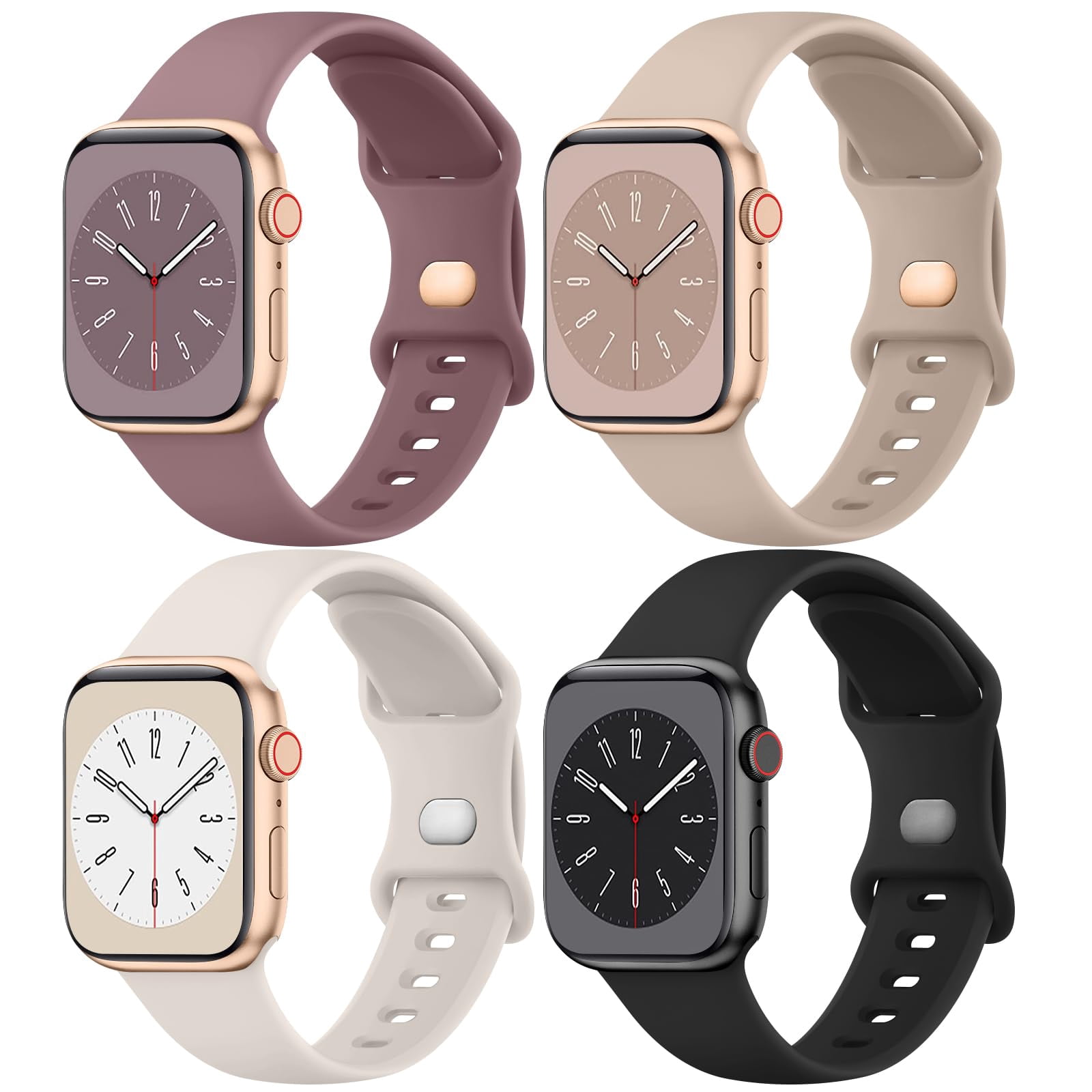 3D Magic 4 Pack Silicone Bands Compatible with Apple Watch Band 38mm ...