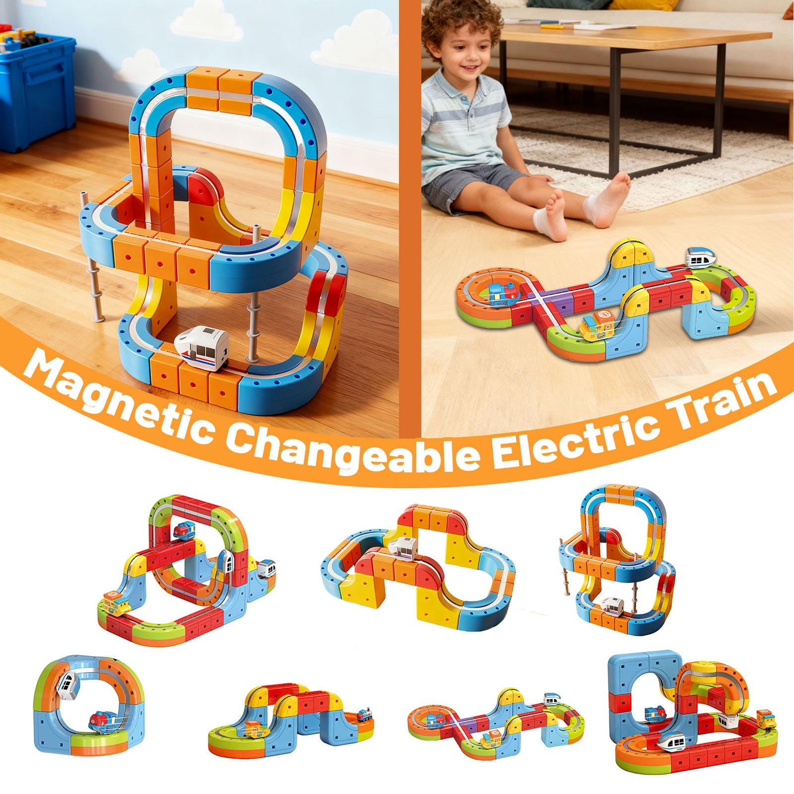 3D Magic Gravity-Defying Building Toy Train Track Set – Motorized Car Blocks Track Electric ...