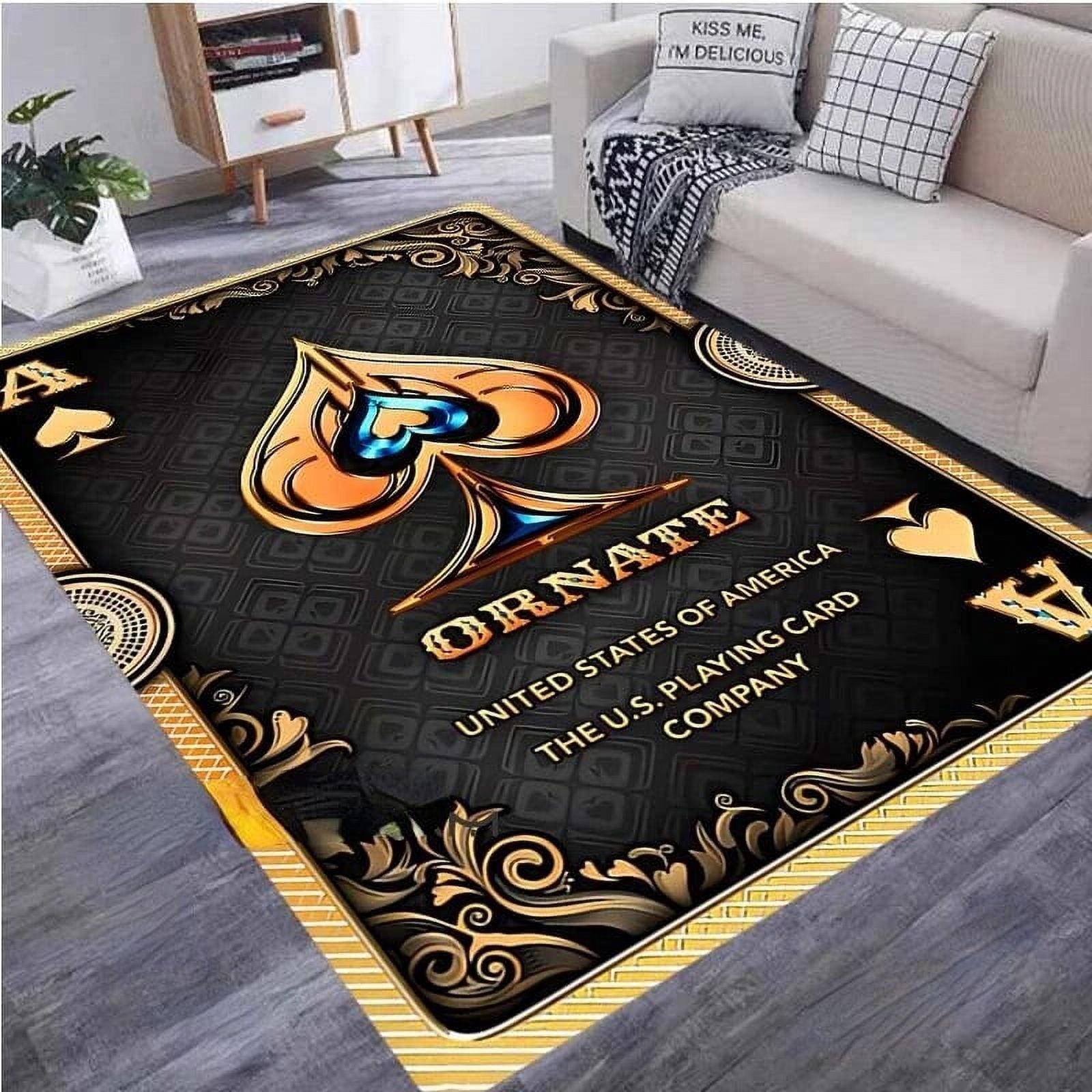 3D Magic Playing Card Pattern Carpet Home Living Room Decoration Teen ...