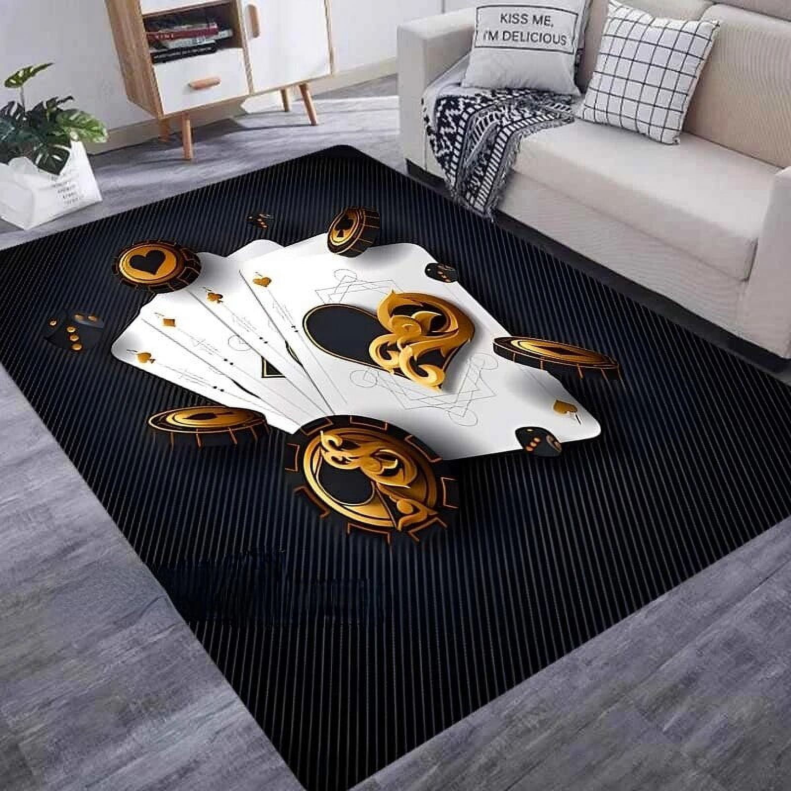 3D Magic Playing Card Pattern Carpet Home Living Room ration Teen ...