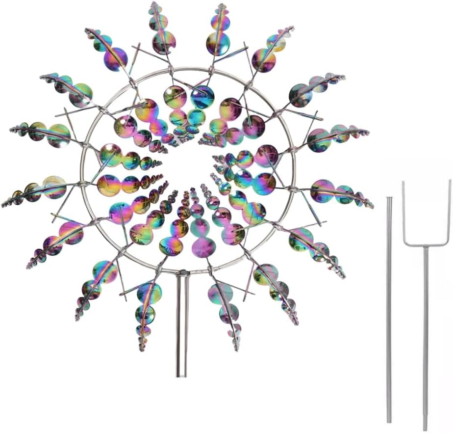 3D Magical Metal Windmill with Garden Stake Wind Spinners Outdoor Wind ...