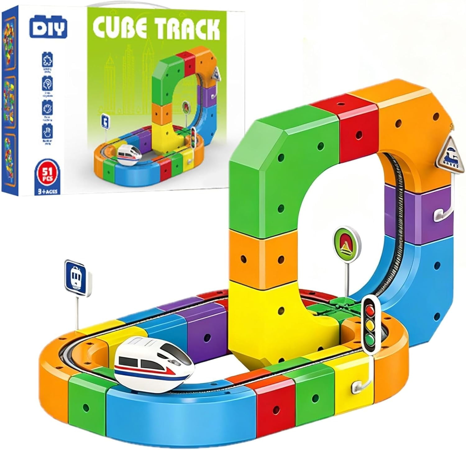 3D Magnetic Electric Train Toy Set Flexible Race Track for Kids, Car ...