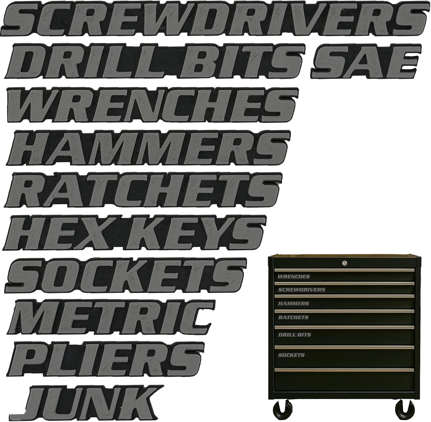3D Magnetic Toolbox Drawer Labels – 11 Pcs Reusable Tool Box ...