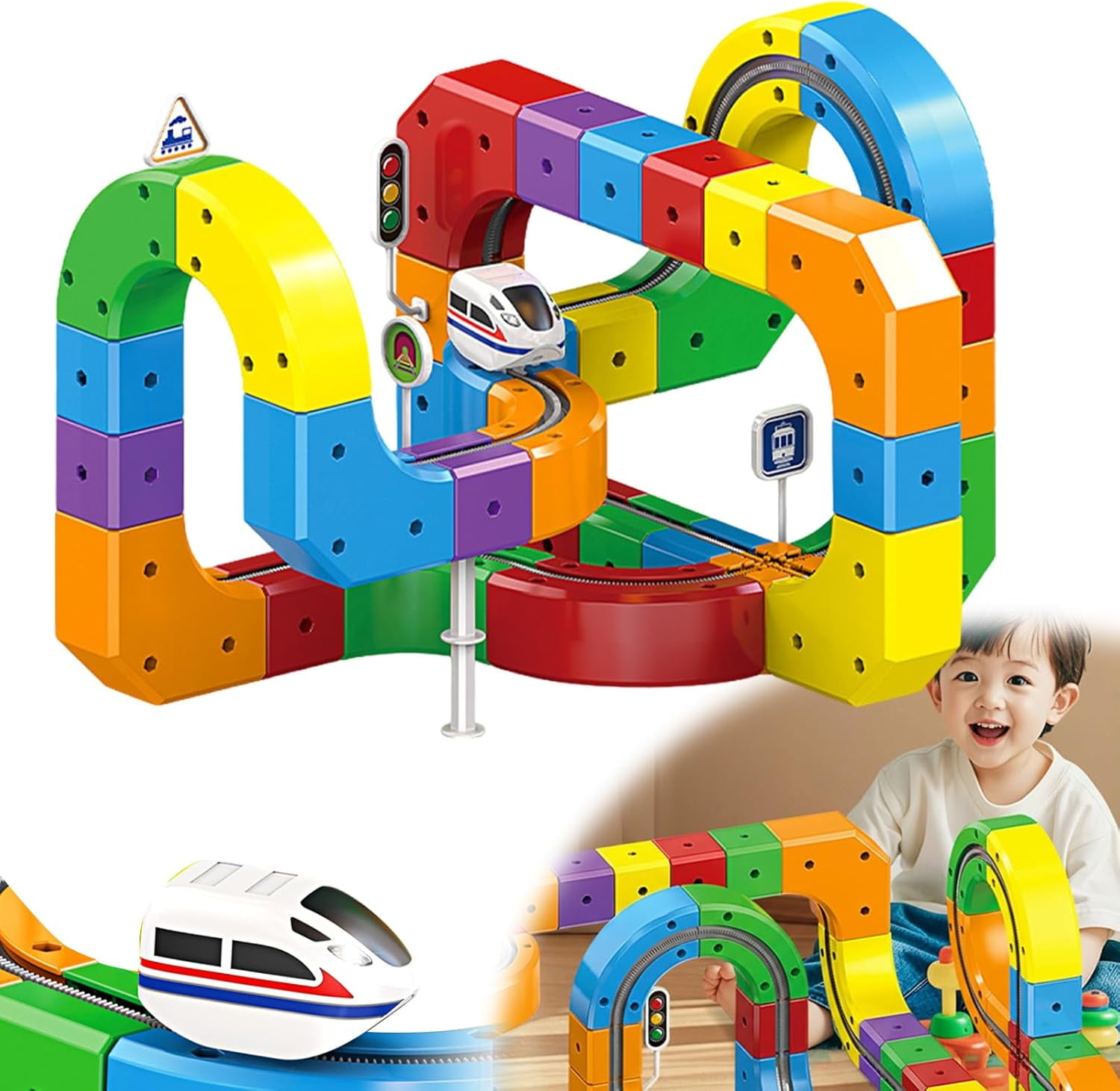 3D Magnetic Train Track Building Toys Electric Train Set Flexible Race ...