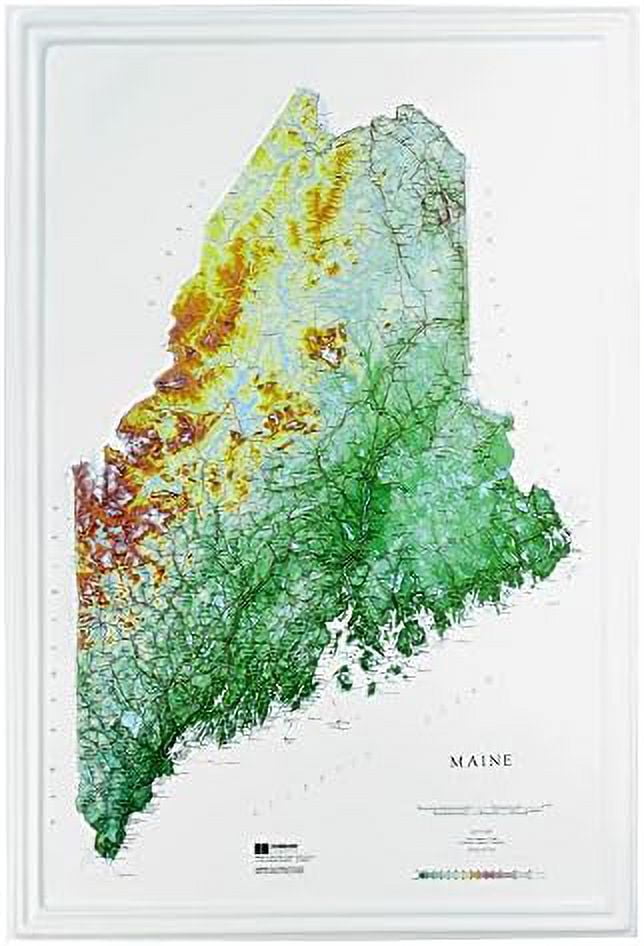 3D Maine Map | A True Raised Relief Map - You Can Feel the Terrain ...