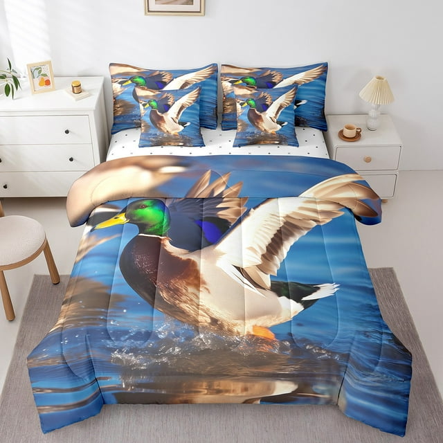 3D Mallard Duck Bed in a Bag 7pcs Duck Hunting Bedding Set, Farm Animal ...