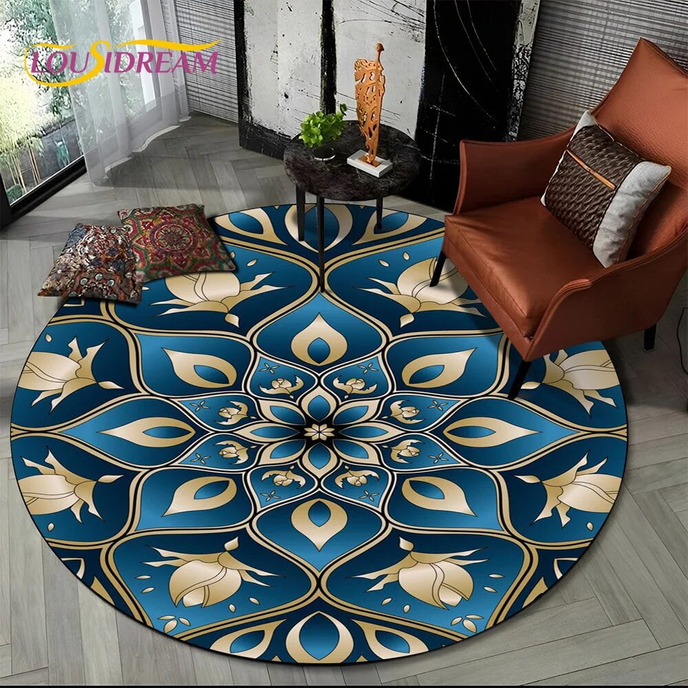 3D Mandala Meditation nature Spirit Yoga Bohemia Round Carpet Rug for ...