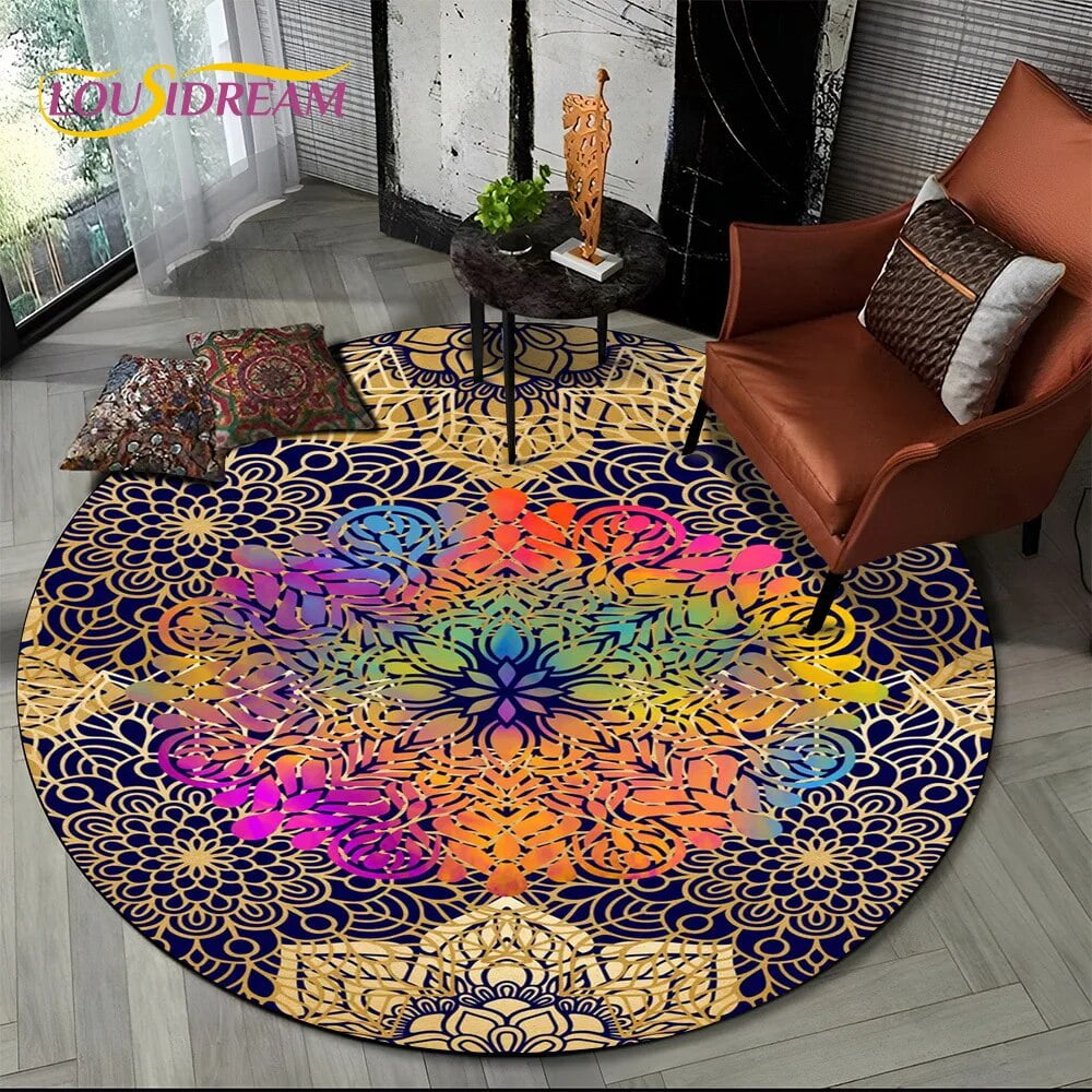 3D Mandala Meditation nature Spirit Yoga Bohemia Round Carpet Rug for ...