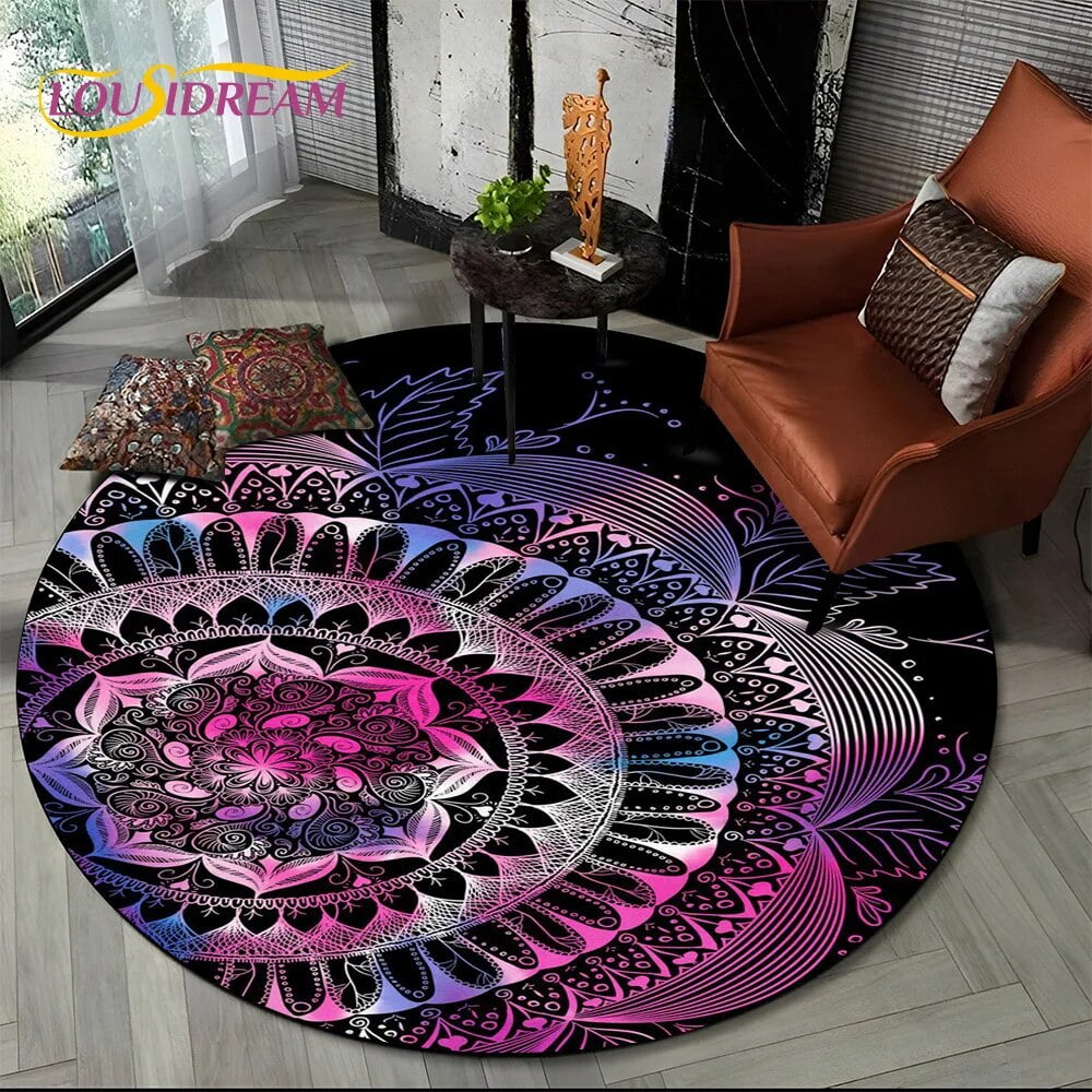 3D Mandala Meditation nature Spirit Yoga Bohemia Round Carpet Rug for ...