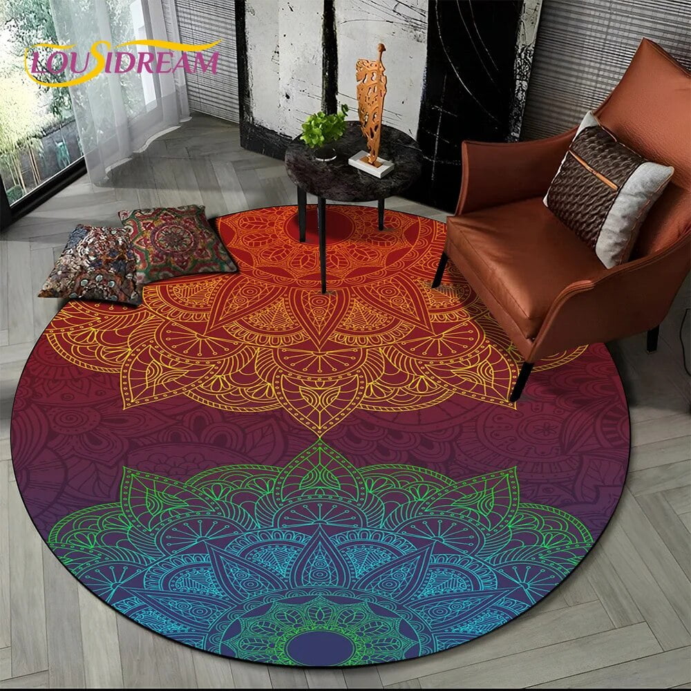 3D Mandala Meditation nature Spirit Yoga Bohemia Round Carpet Rug for ...