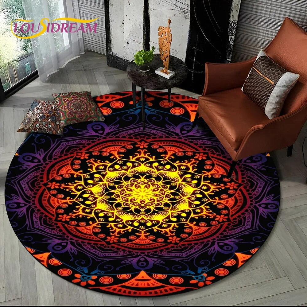 3D Mandala Meditation nature Spirit Yoga Bohemia Round Carpet Rug for ...