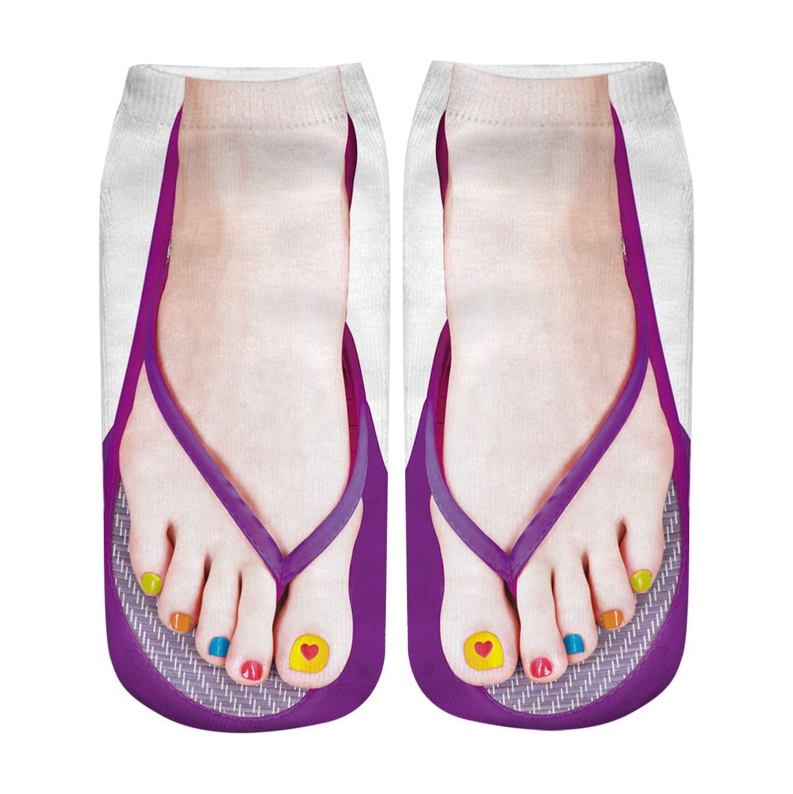 3D Manicure Print Socks Funny Flip Flop Socks 3D Pattern Socks Sandal ...