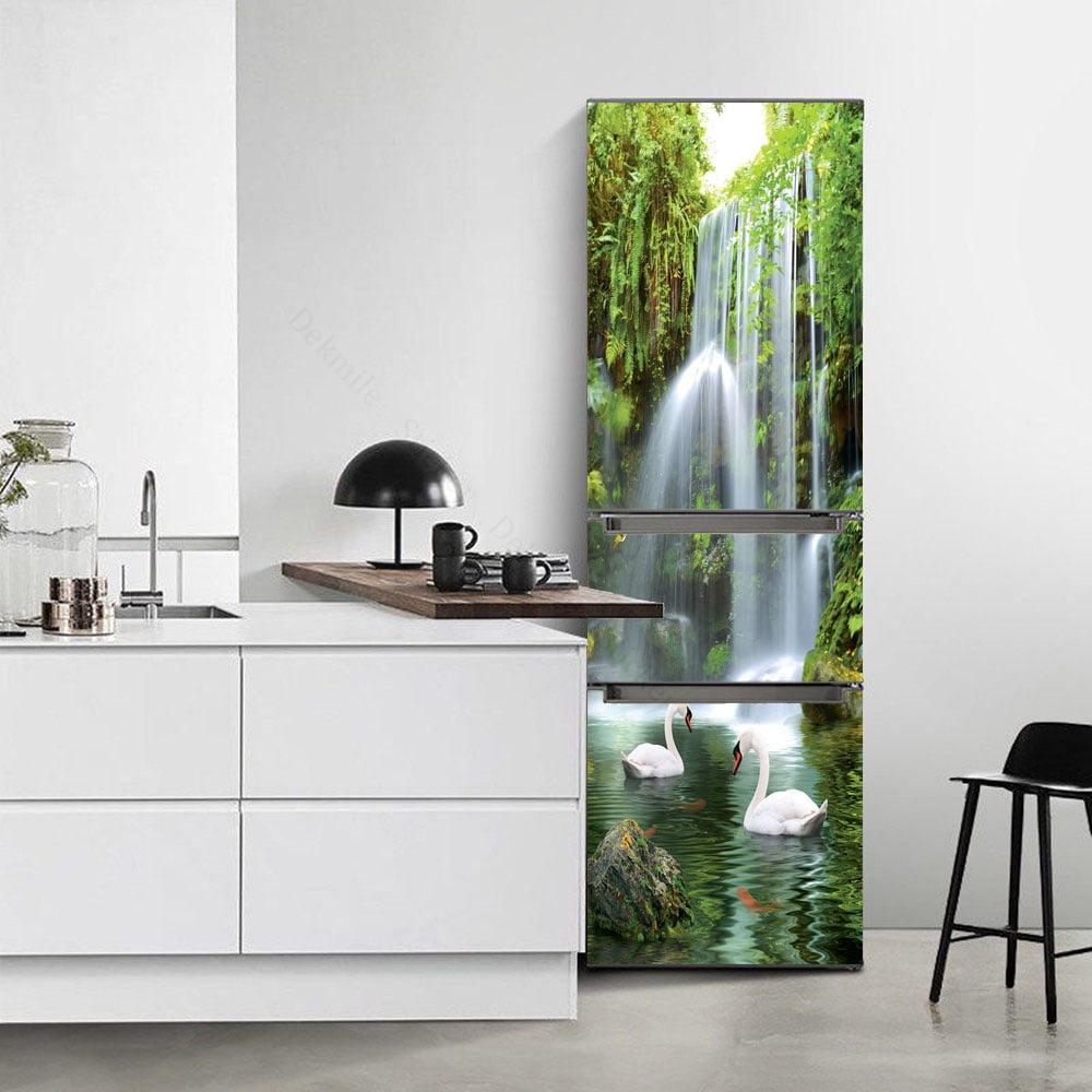 3D Marble Fridge Stickers Door Cover Refrigerator Wallpaper Adhesive ...