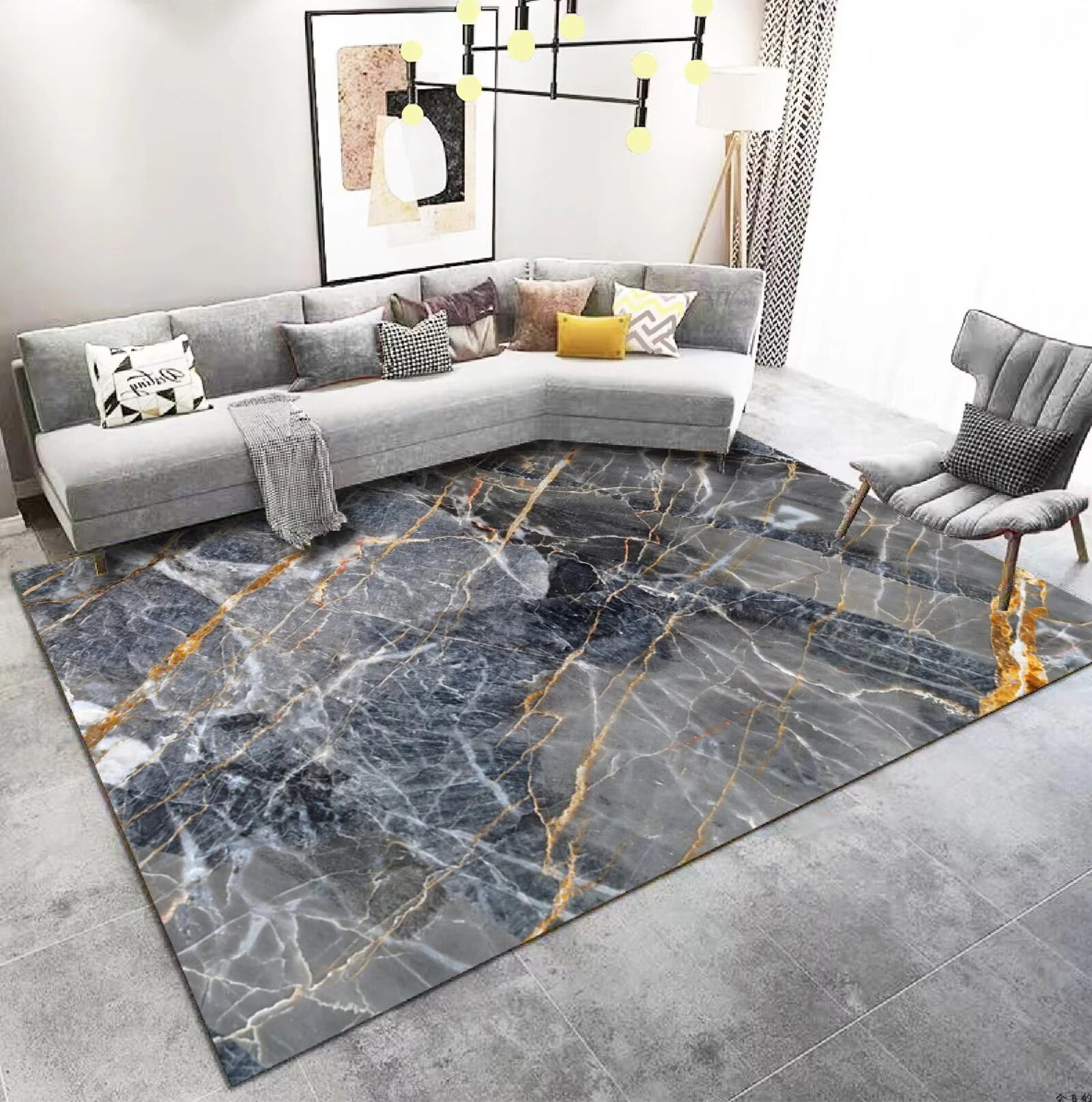 3D Marble Textured Carpet Light Luxury Living Room Decoration Carpets ...